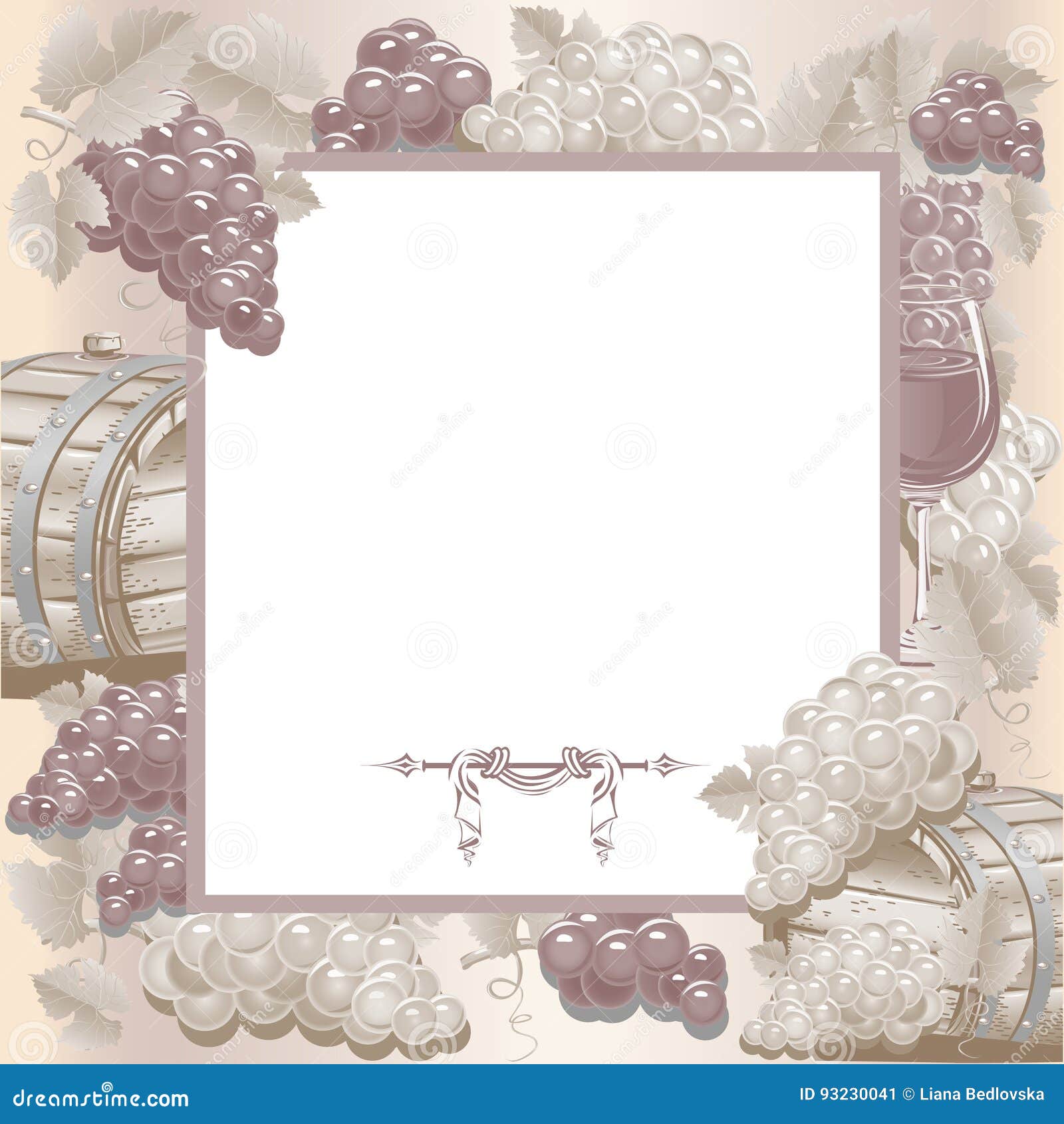 Vintage Frame with Wine and Grapes Stock Vector - Illustration of menu ...