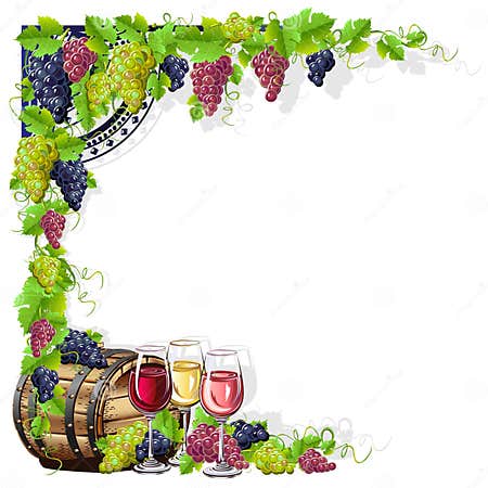 Vintage Frame with Wine and Grapes Stock Vector - Illustration of ...