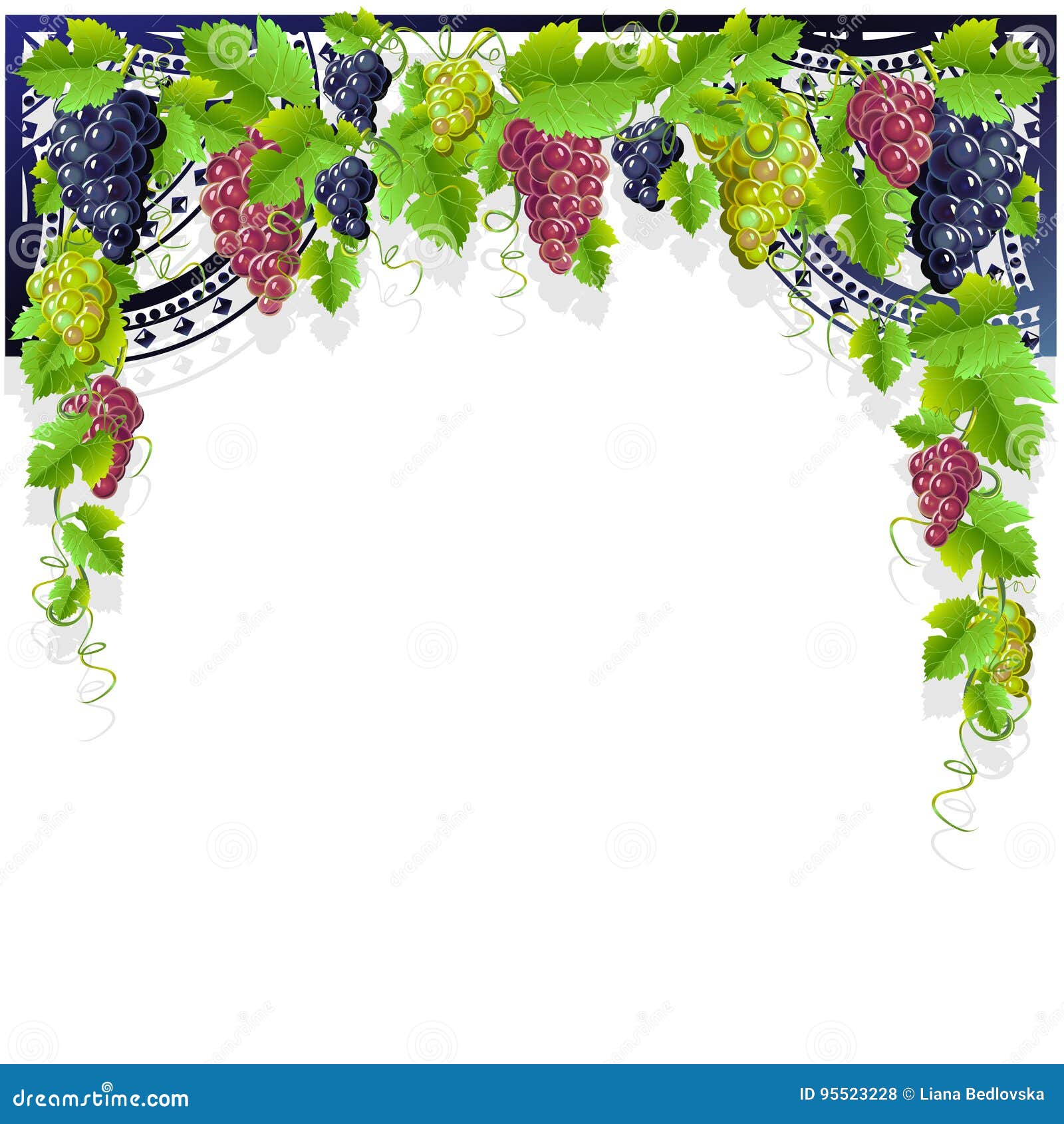 Vintage Frame with Wine and Grapes Stock Vector - Illustration of white ...