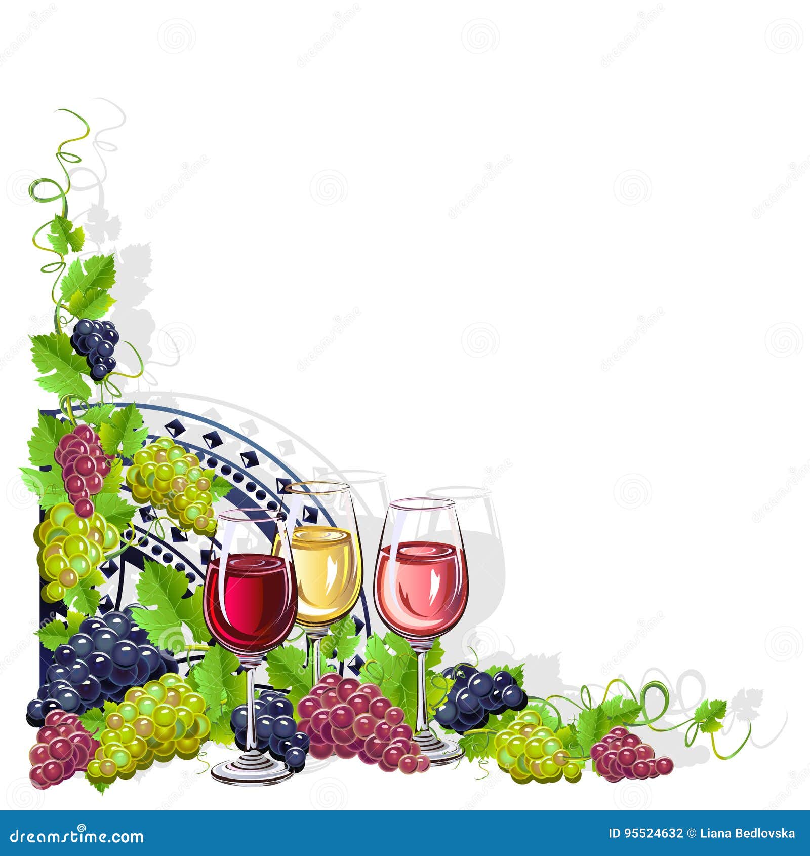 Vintage Frame with Wine and Grapes Stock Vector - Illustration of ...