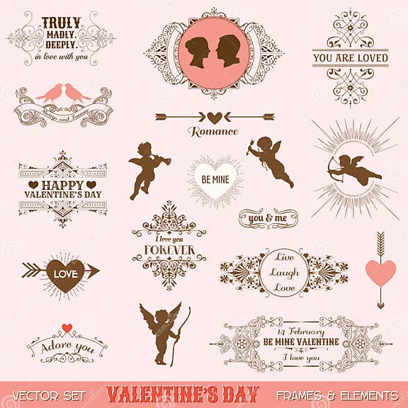 Vintage Frames and Banners Love Theme Stock Vector - Illustration of ...