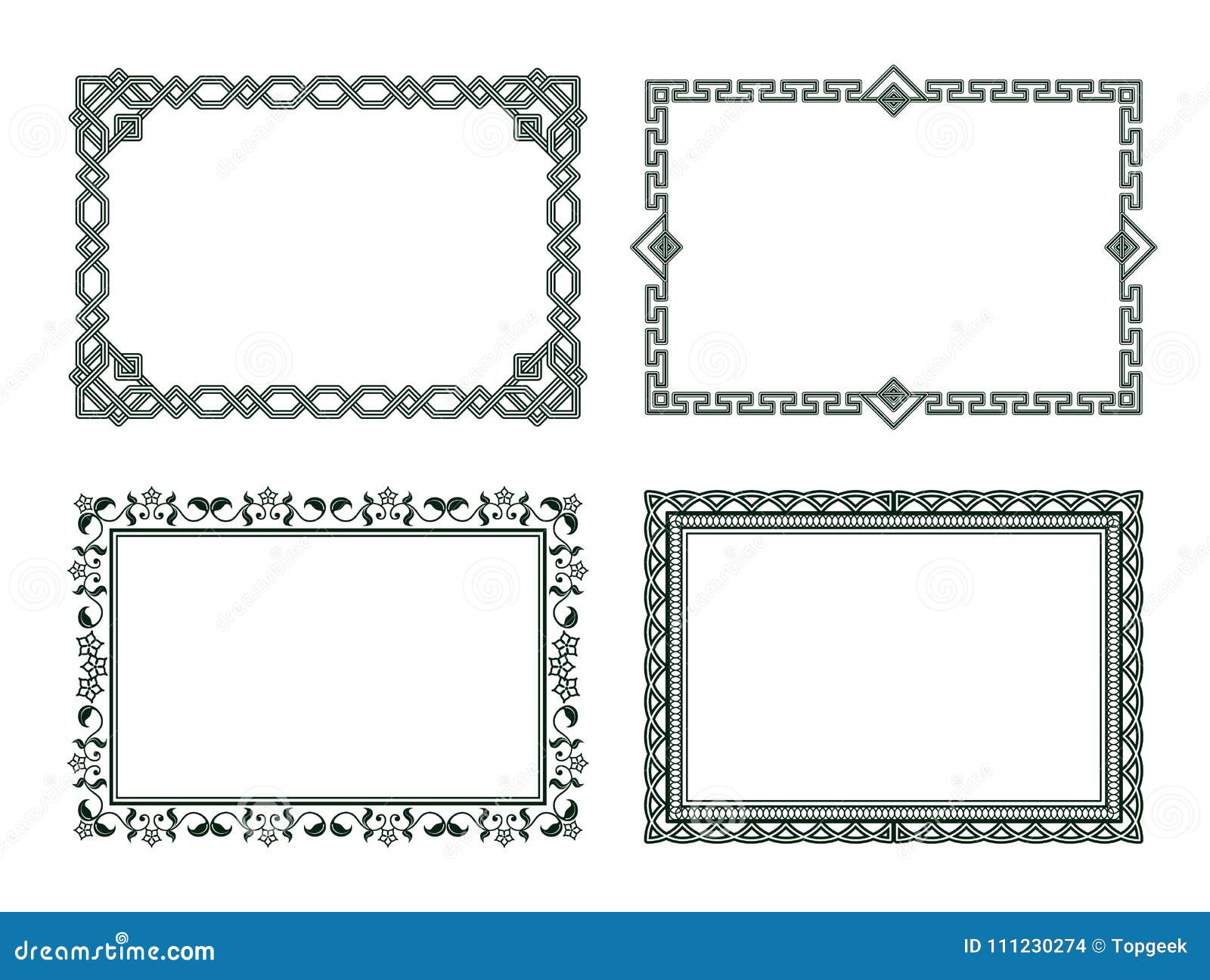 Vintage Frames Collection Grey Borders Isolated Stock Vector ...