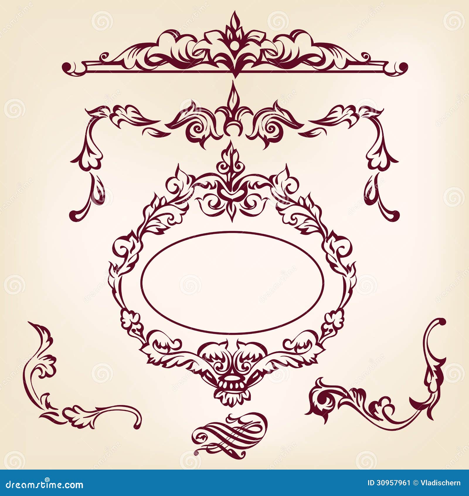 Vintage Frames and Design Elements Collection Stock Vector ...