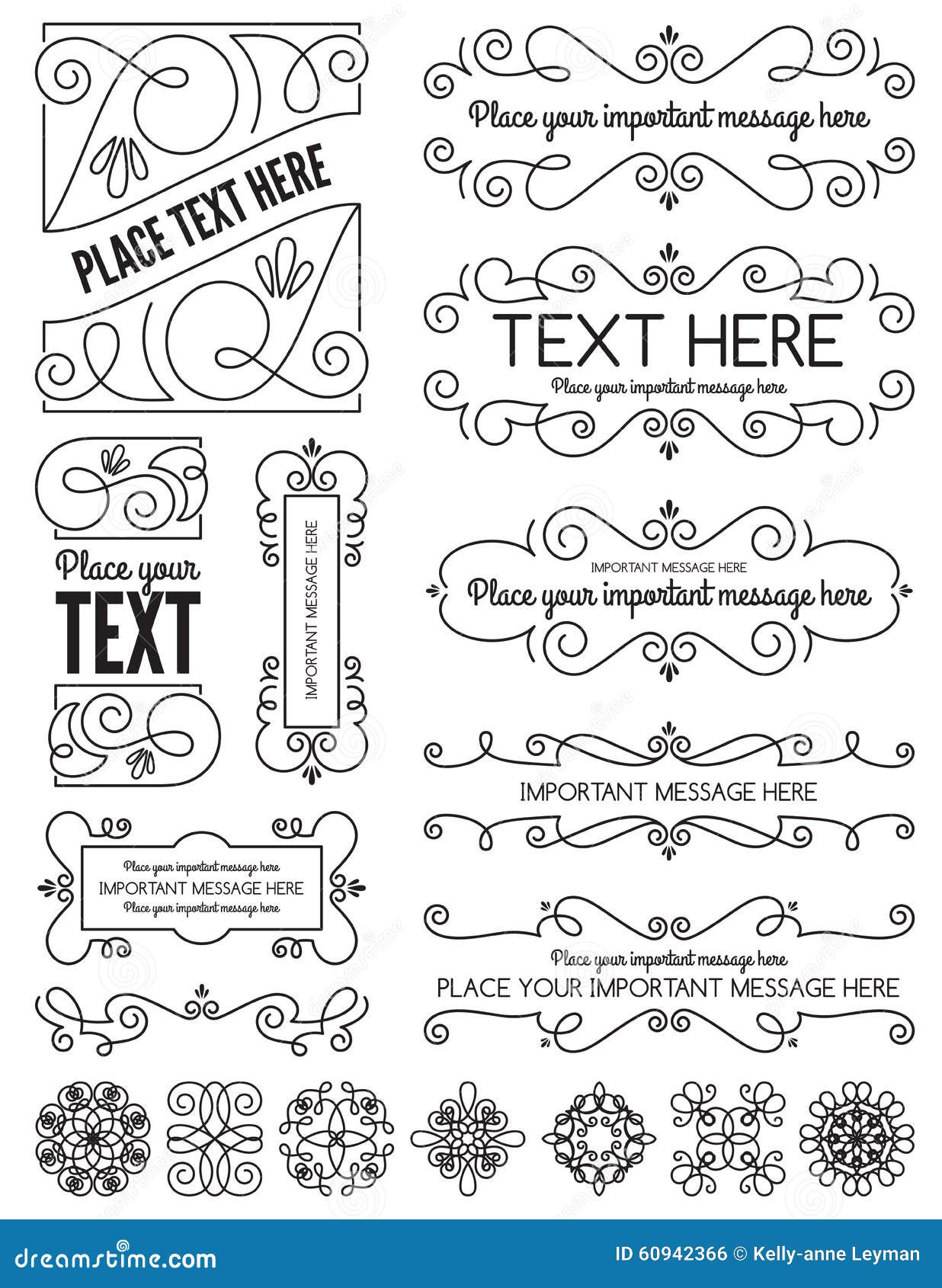 Vintage Frames and Elements Two Stock Vector - Illustration of doodle ...