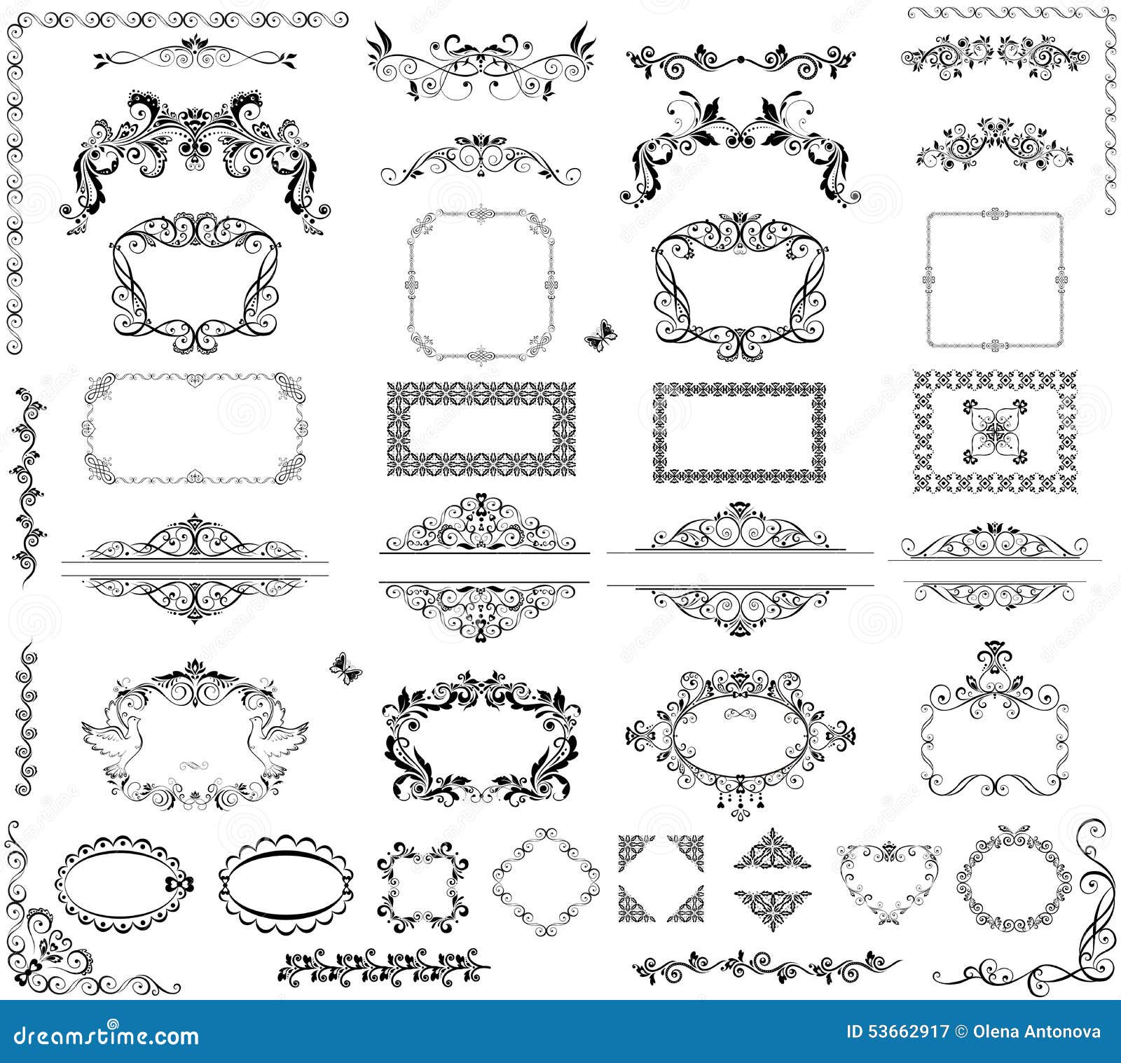Vintage frames and headers stock vector. Illustration of black - 53662917