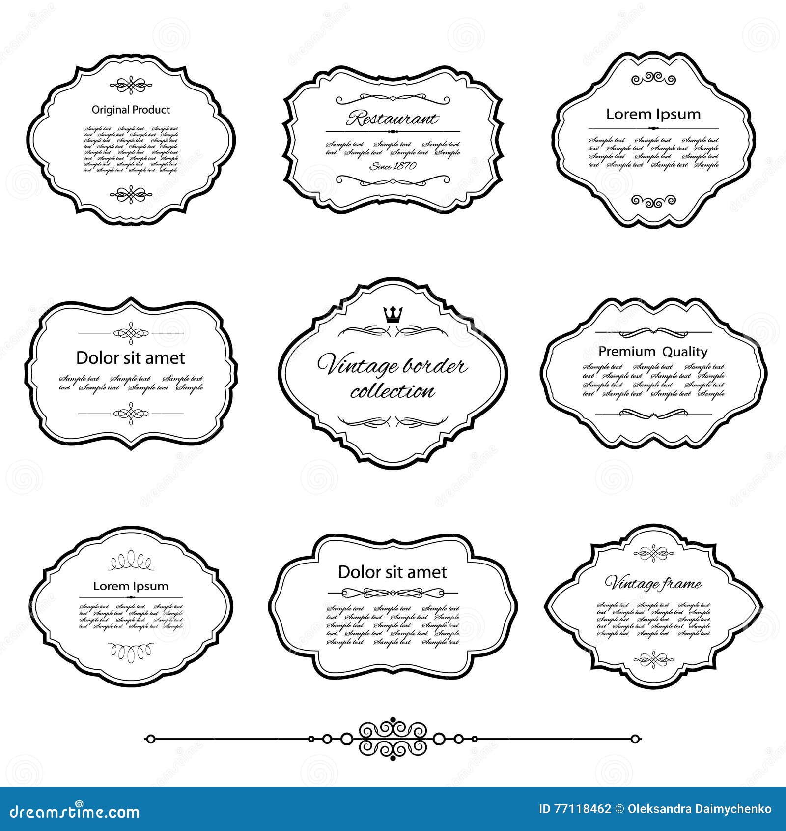Vintage Frames and Labels Set Isolated on White. Stock Vector ...