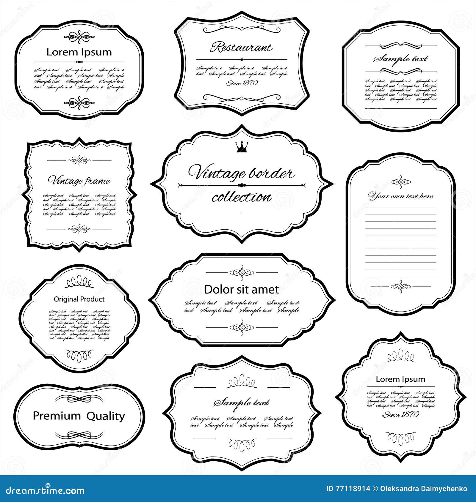 Vintage Frames and Labels Set Isolated on White. Stock Vector ...