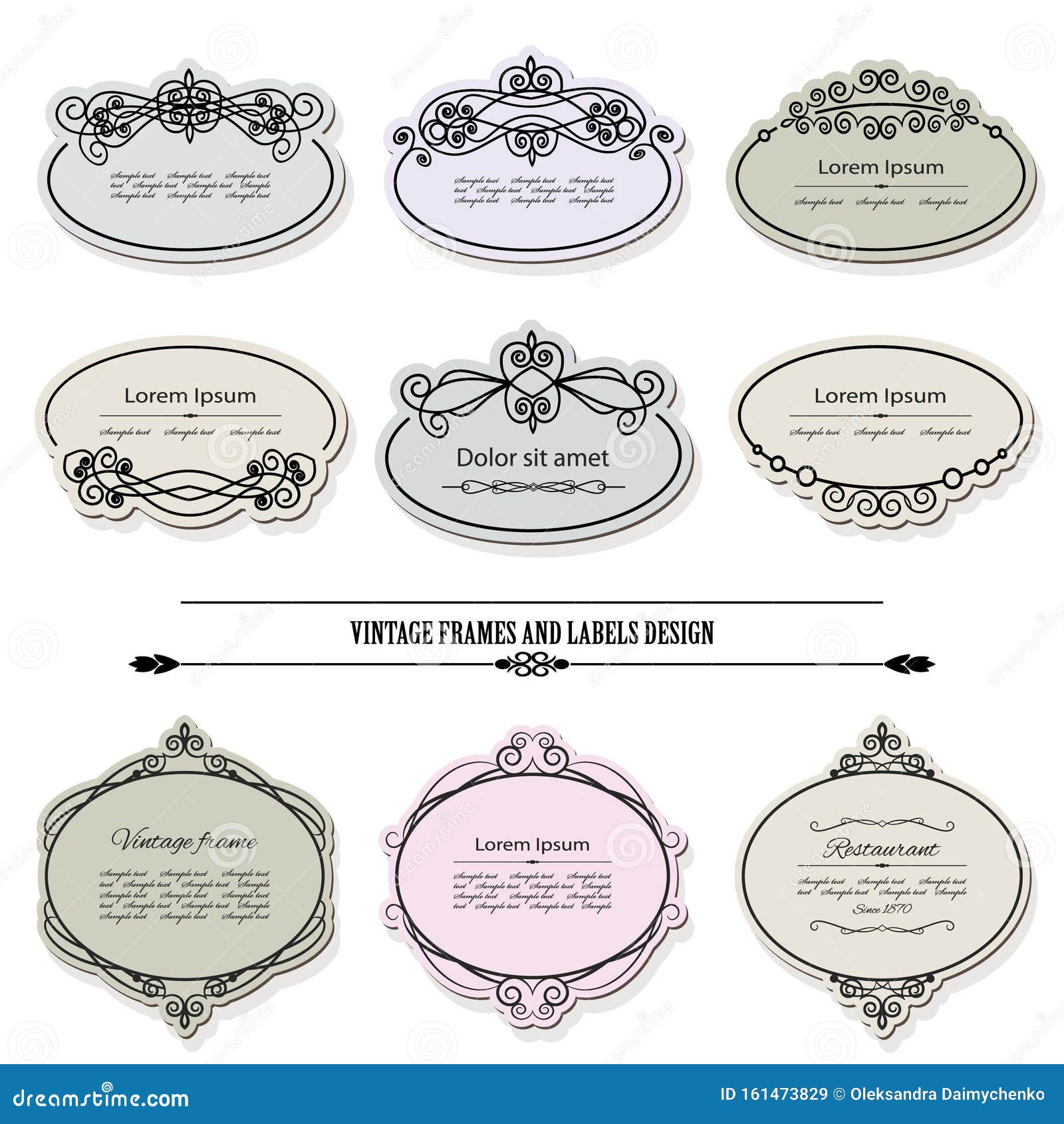 Vintage Frames and Labels Set Isolated on White Stock Illustration ...