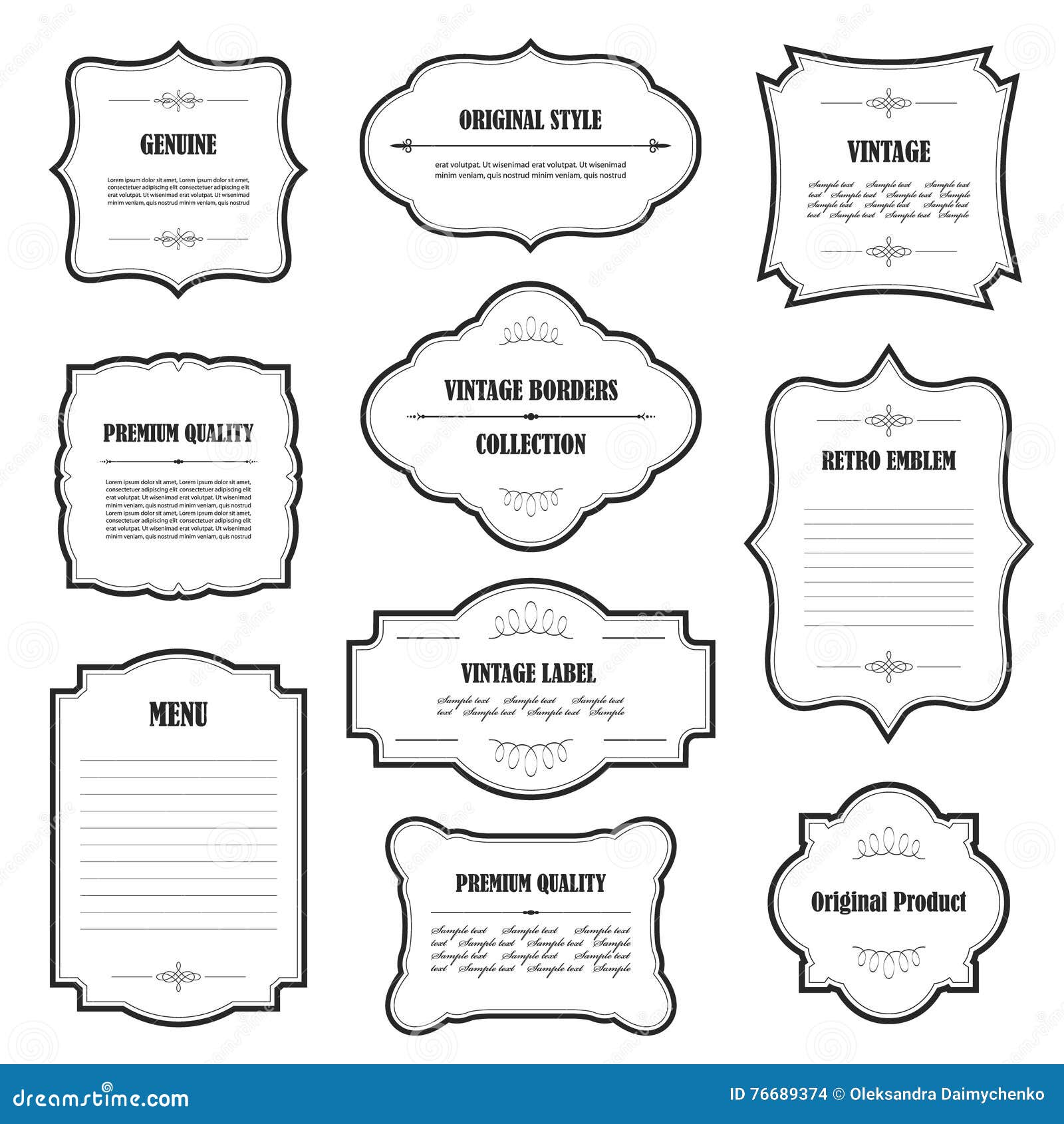 Vintage Frames and Labels Set on White. Stock Illustration ...