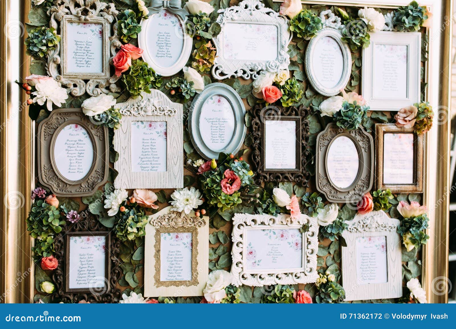 Vintage Frames with the List of the Wedding Guests Stock Photo - Image ...