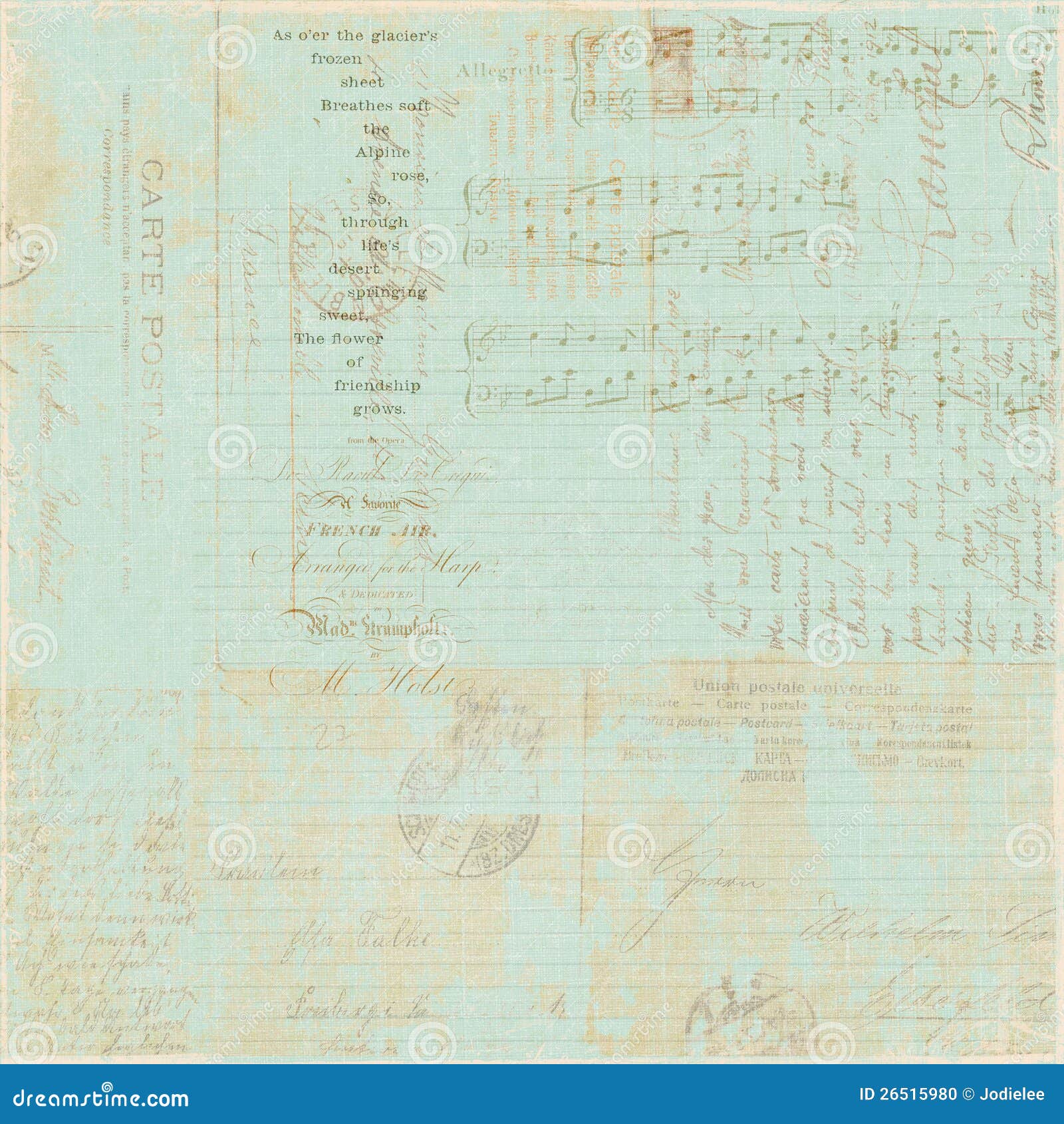 Vintage French Letter Script Collage Background Stock Photo - Image of ...