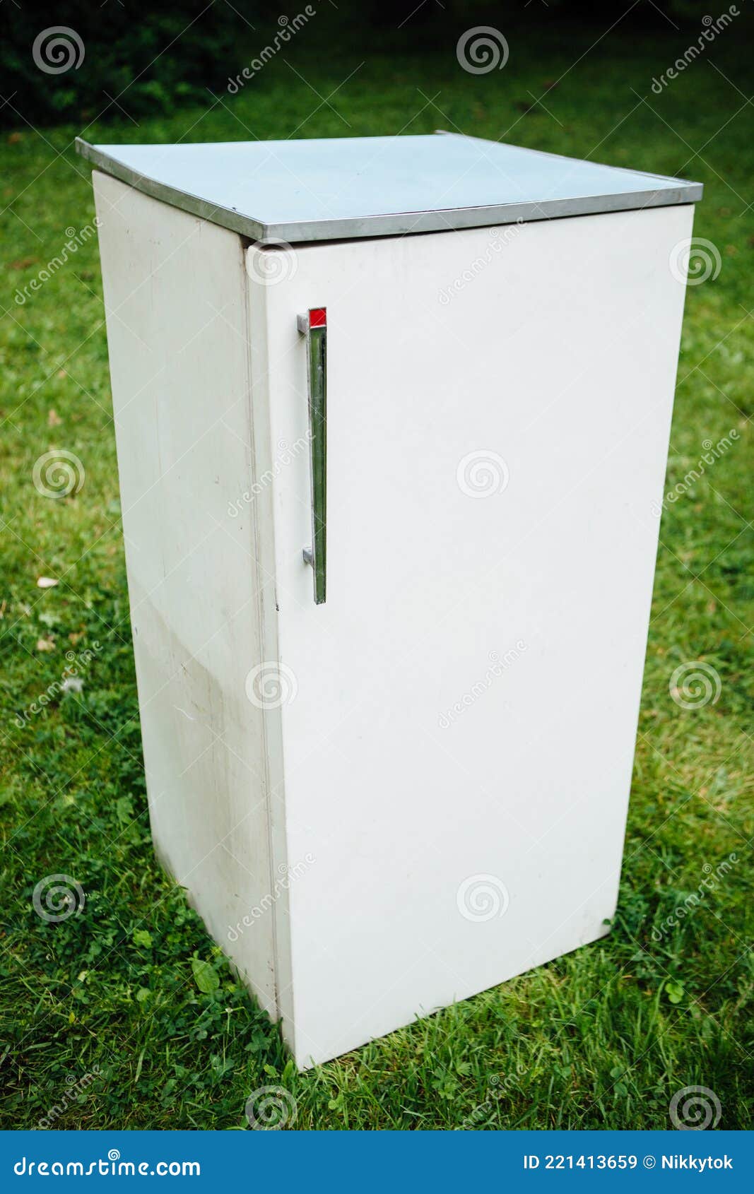 Vintage Fridge on Green Grass Stock Image - Image of style ...