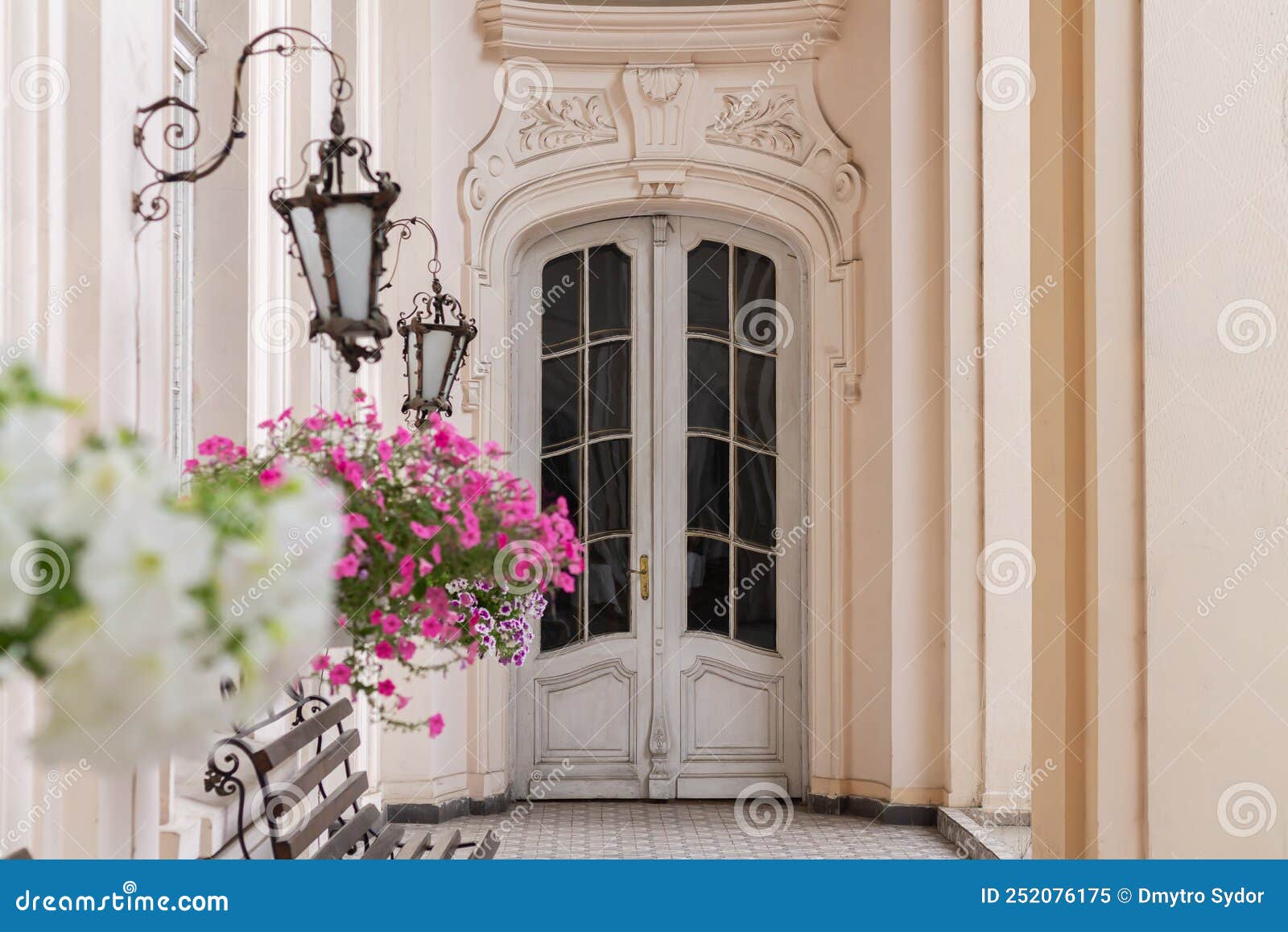 Vintage Front Door and Beautiful Old Building Facade Stock Image ...