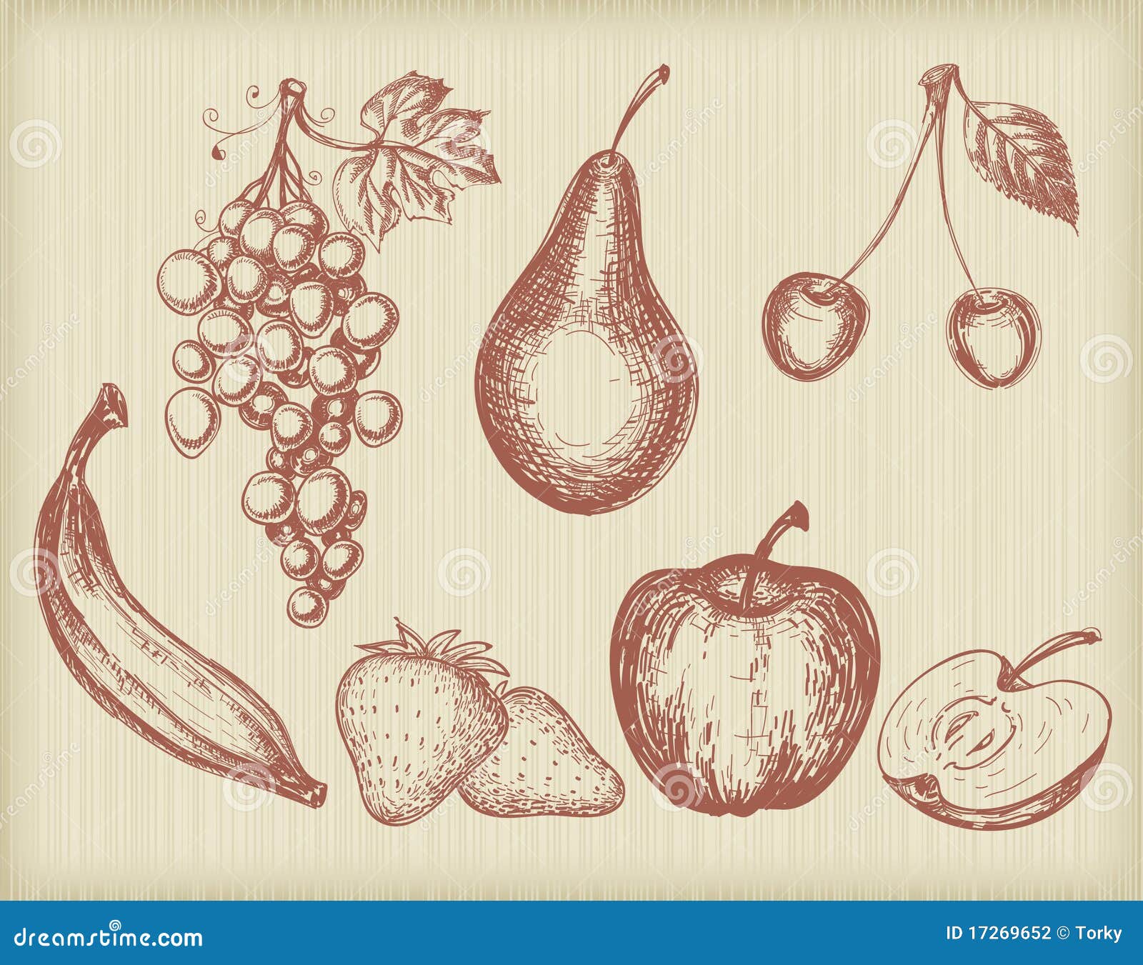 Vintage fruits set stock vector. Illustration of cherry - 17269652