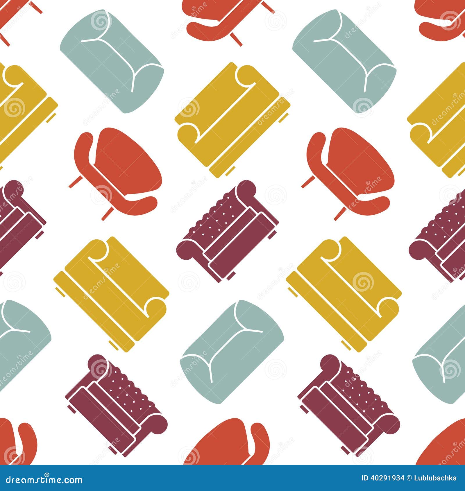 Vintage Furniture Seamless Pattern Stock Vector - Illustration of ...
