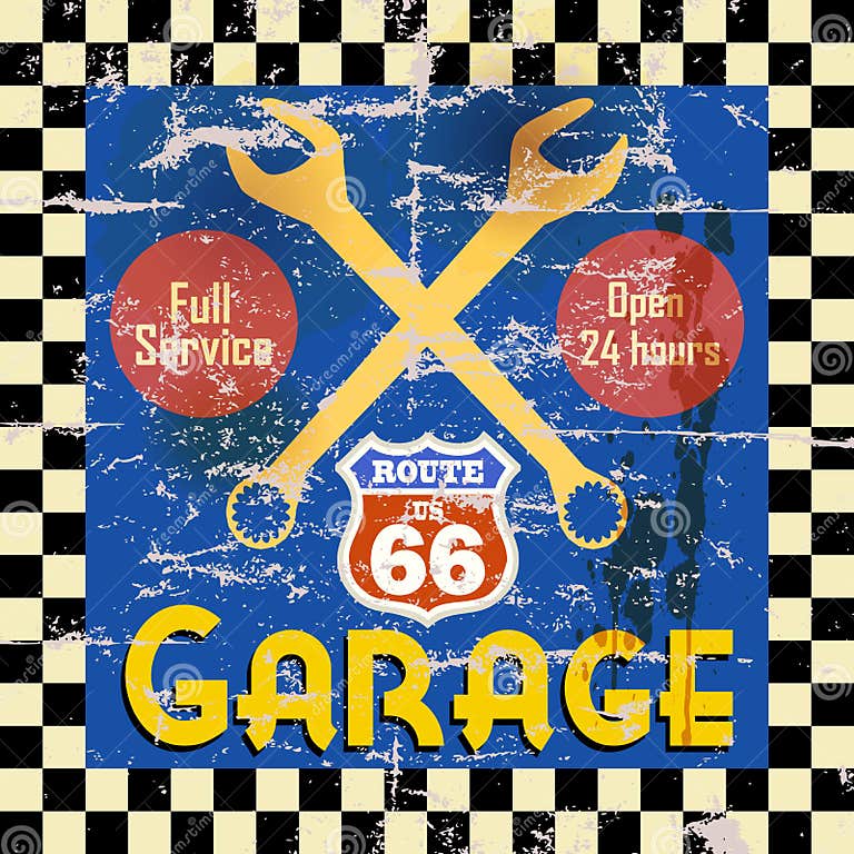 Vintage garage sign stock vector. Illustration of grunge - 42945684