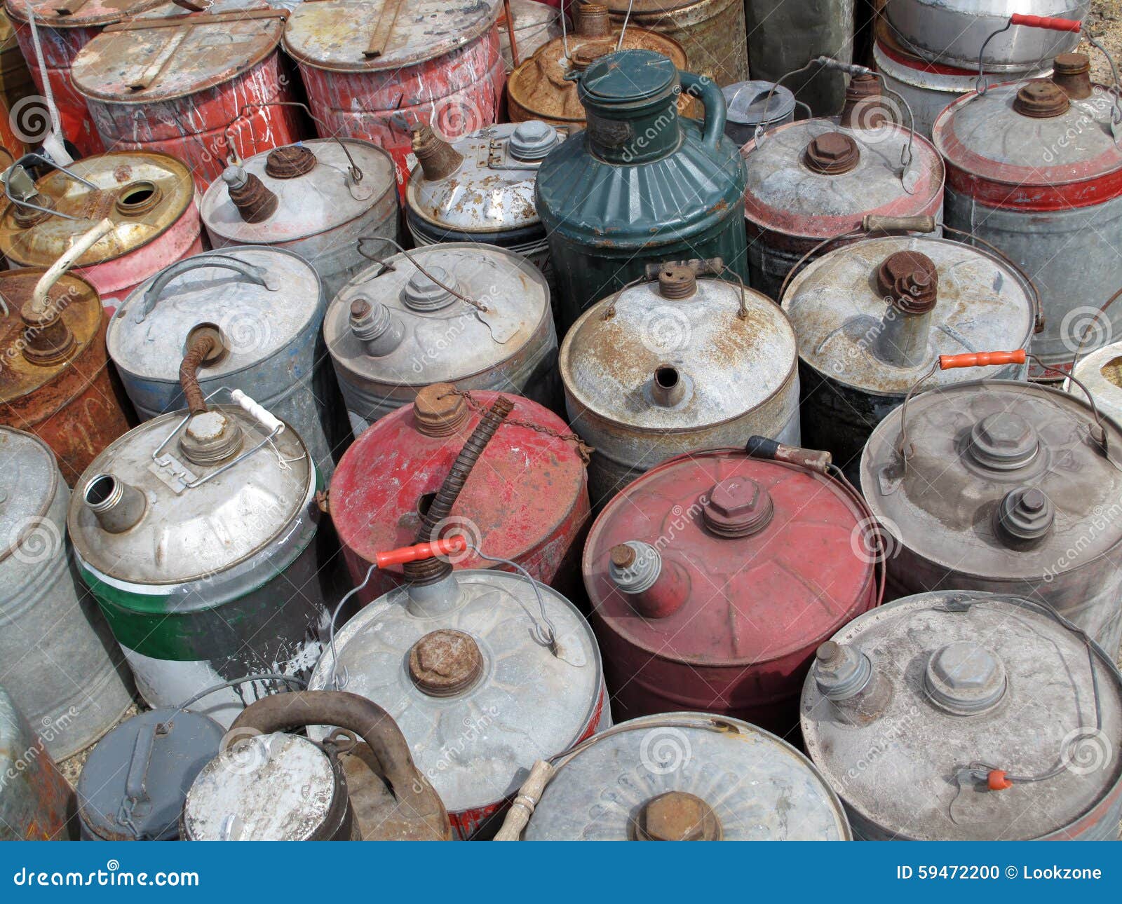 Vintage Gas Cans. stock photo. Image of caps, autos, grouped - 59472200
