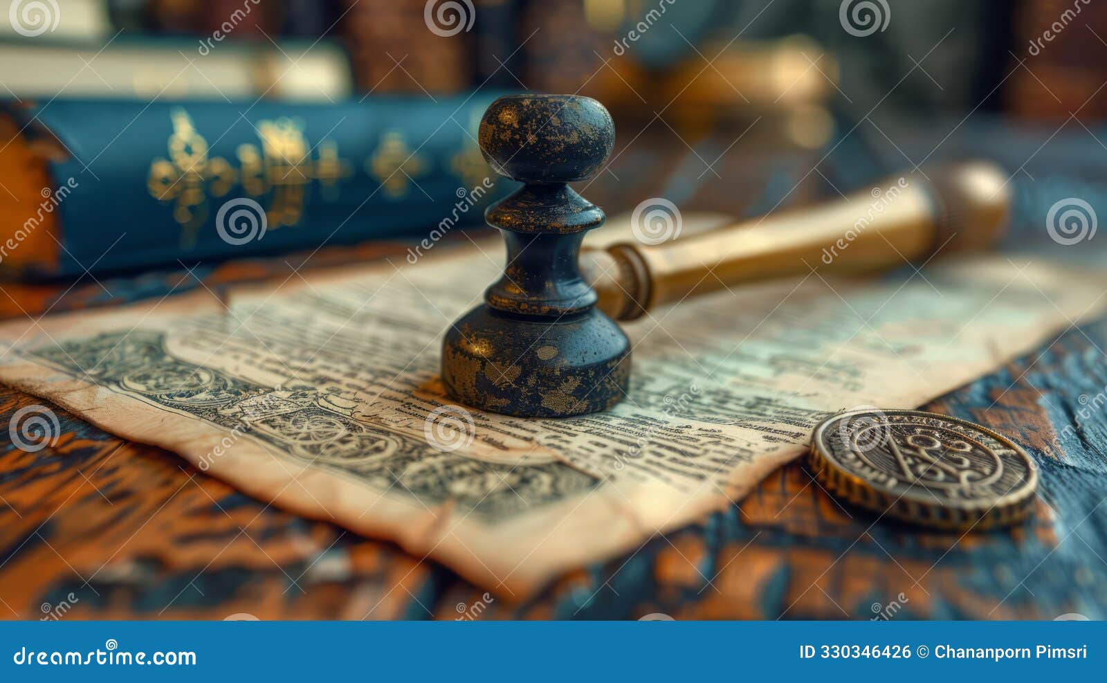 A Vintage Gavel Rests on an Ancient Document, Symbolizing Justice and ...