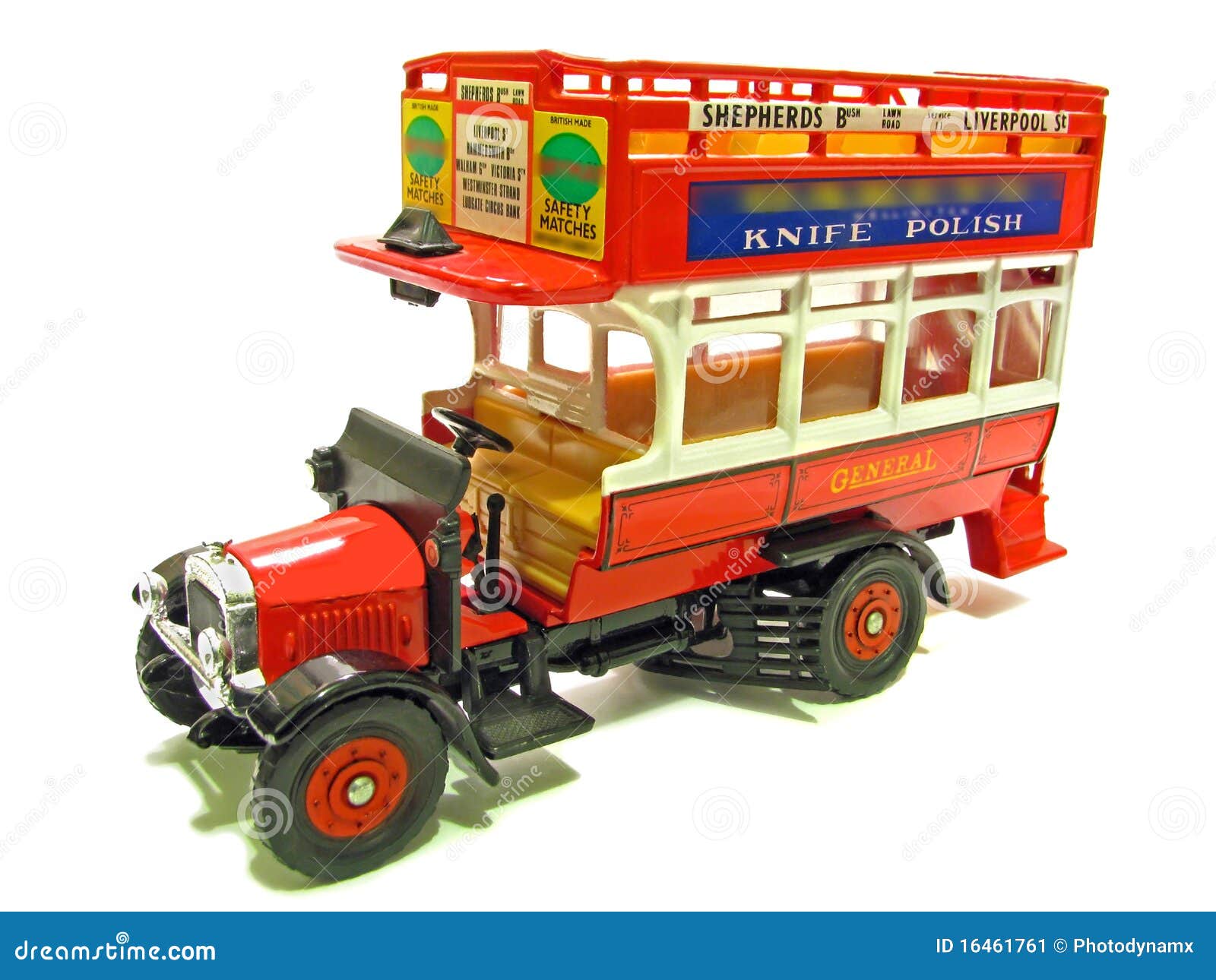 Vintage General Open Top Red Bus Stock Image - Image of convertible ...