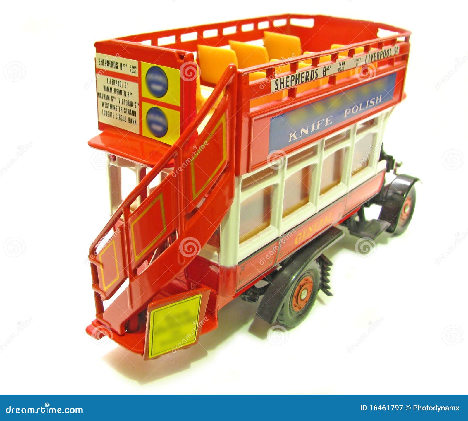 Vintage General Open Top Red Bus Stock Image - Image of convertible ...