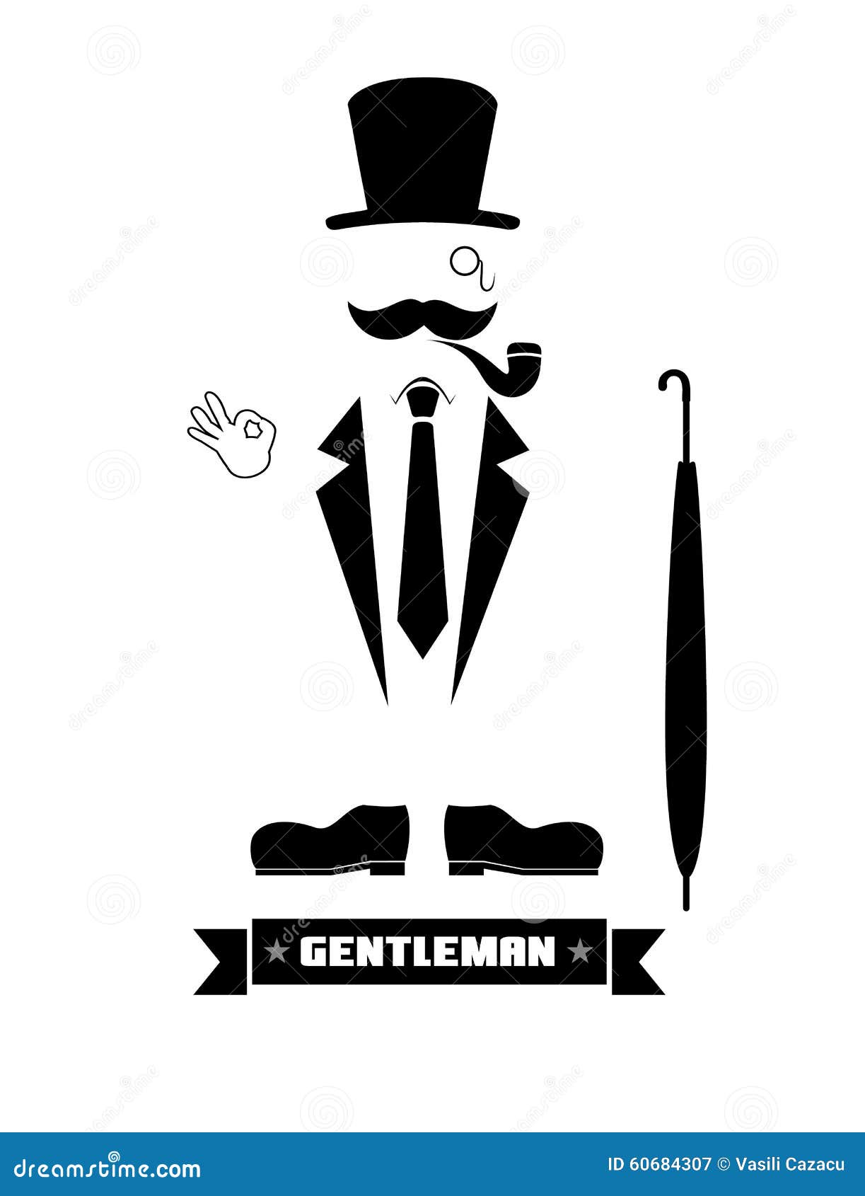 Vintage gentleman stock vector. Illustration of fashionable - 60684307