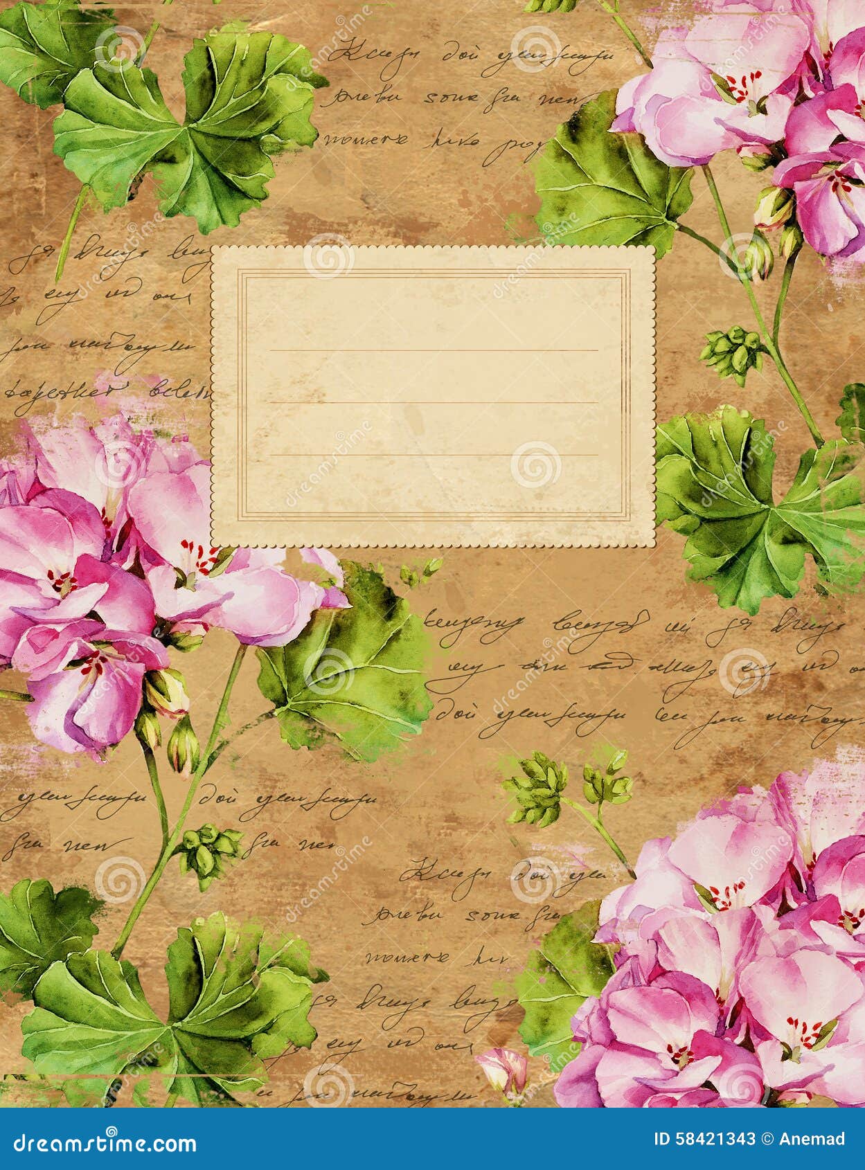 Vintage Geranium Floral Notebook Cover Stock Illustration ...