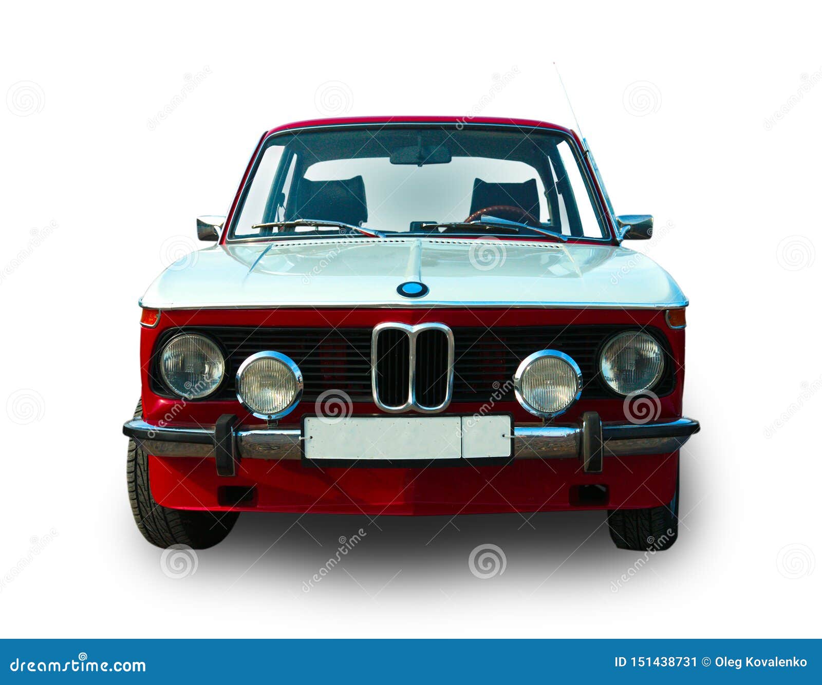 Vintage German Car. White Background. Front View Stock Image - Image of ...