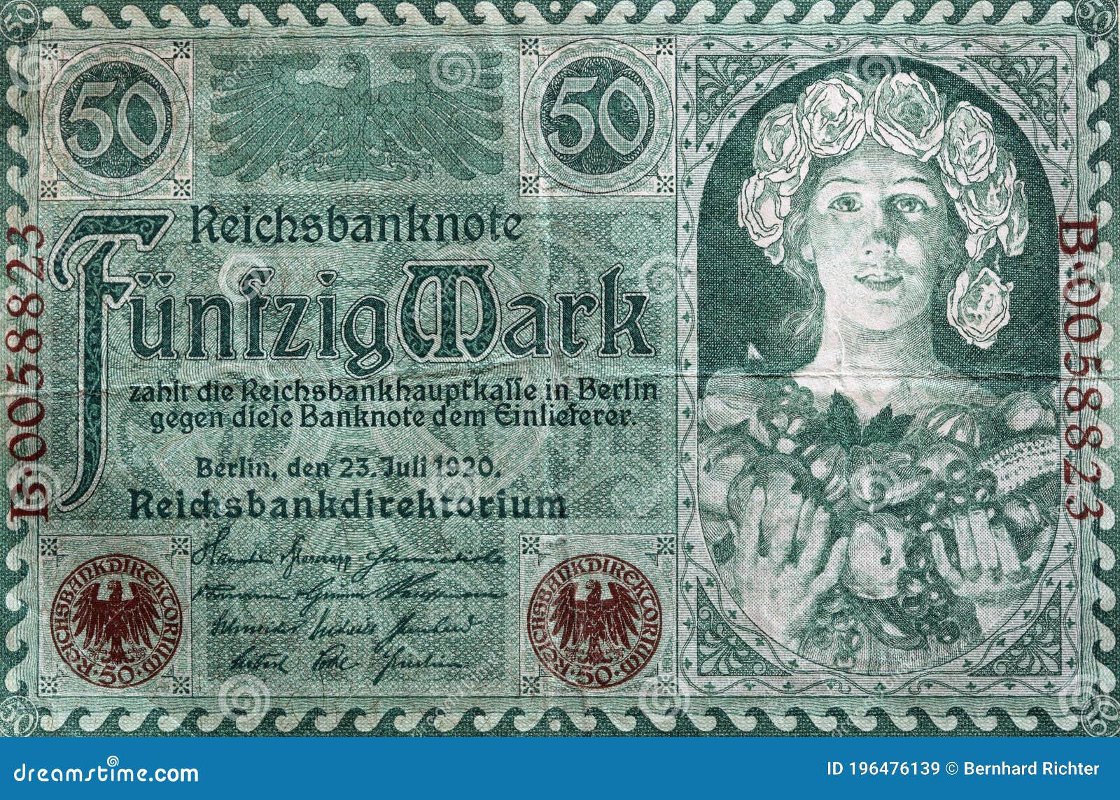 Vintage German 50 Marks Paper Money Stock Image - Image of cash ...