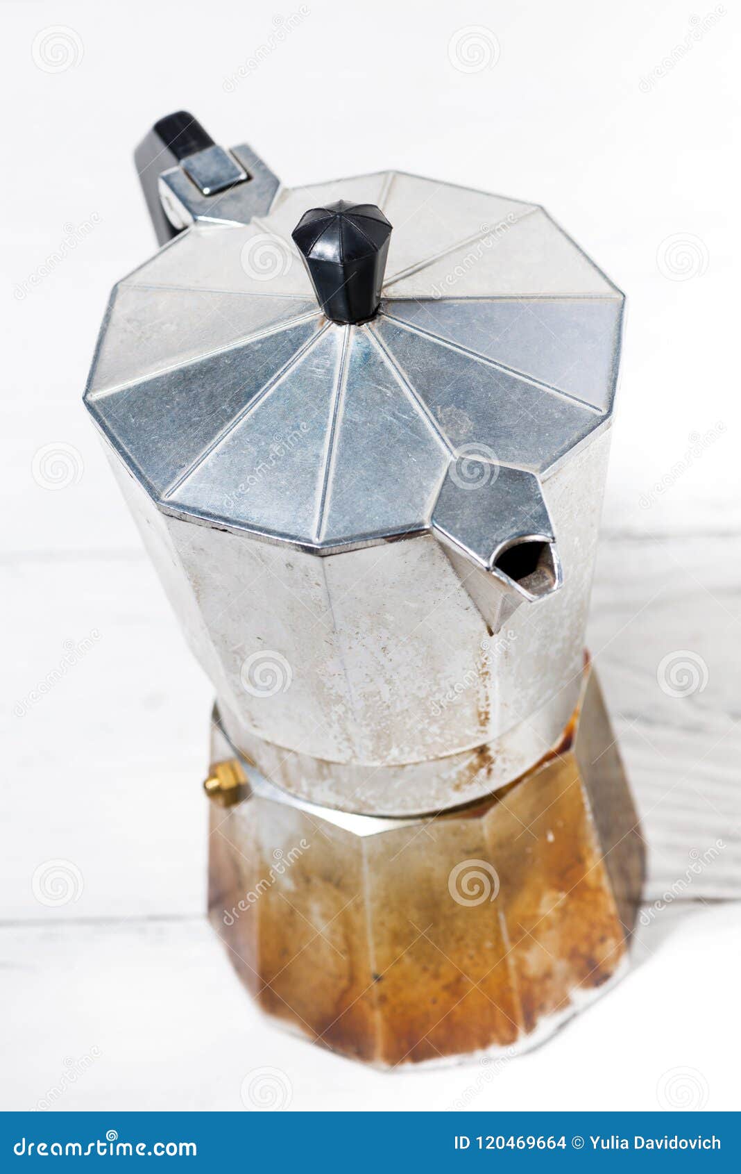 Vintage Geyser Coffee Maker, Top View Closeup Stock Photo - Image of ...