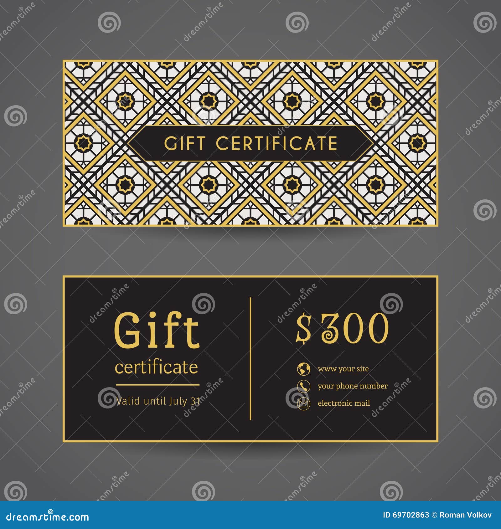 Vintage Gift Certificate stock vector. Illustration of layout - 69702863