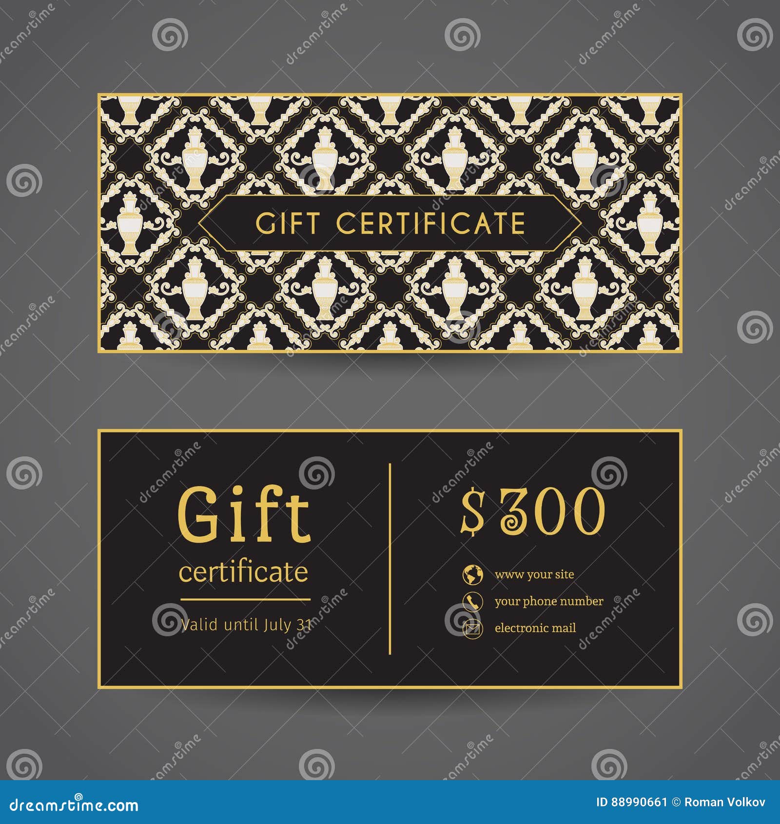Vintage Gift Certificate stock vector. Illustration of element - 88990661
