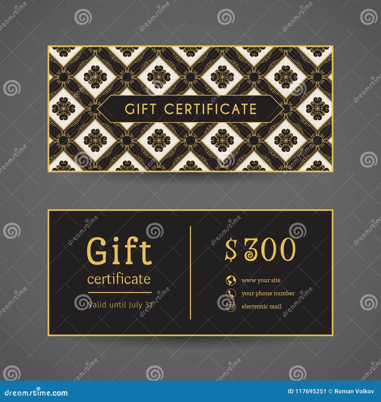 Vintage Gift Certificate stock vector. Illustration of business - 117695251