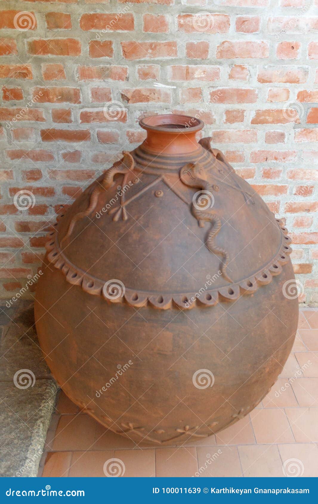 Vintage Gigantic Clay or Ceramic Pot with Design of a Snake Stock Image ...