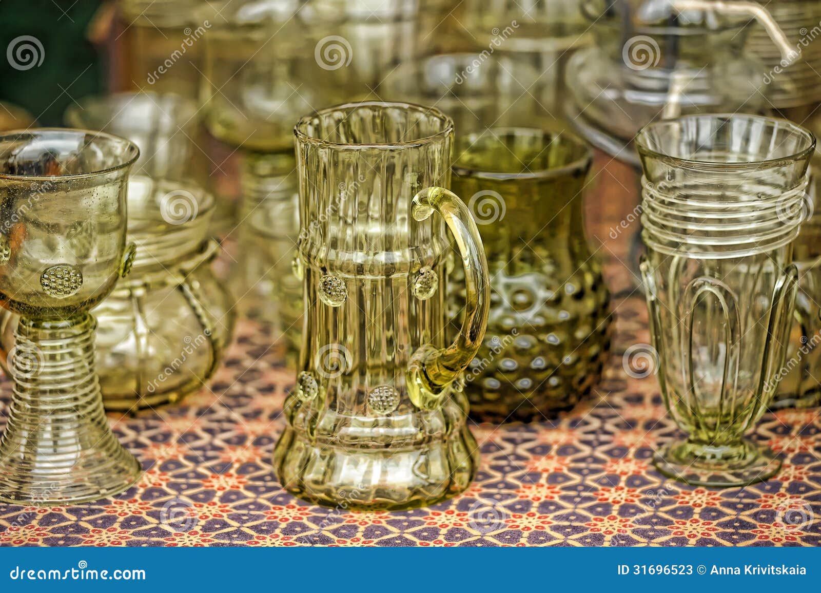 Vintage glass goblets stock image. Image of green, goblet - 31696523