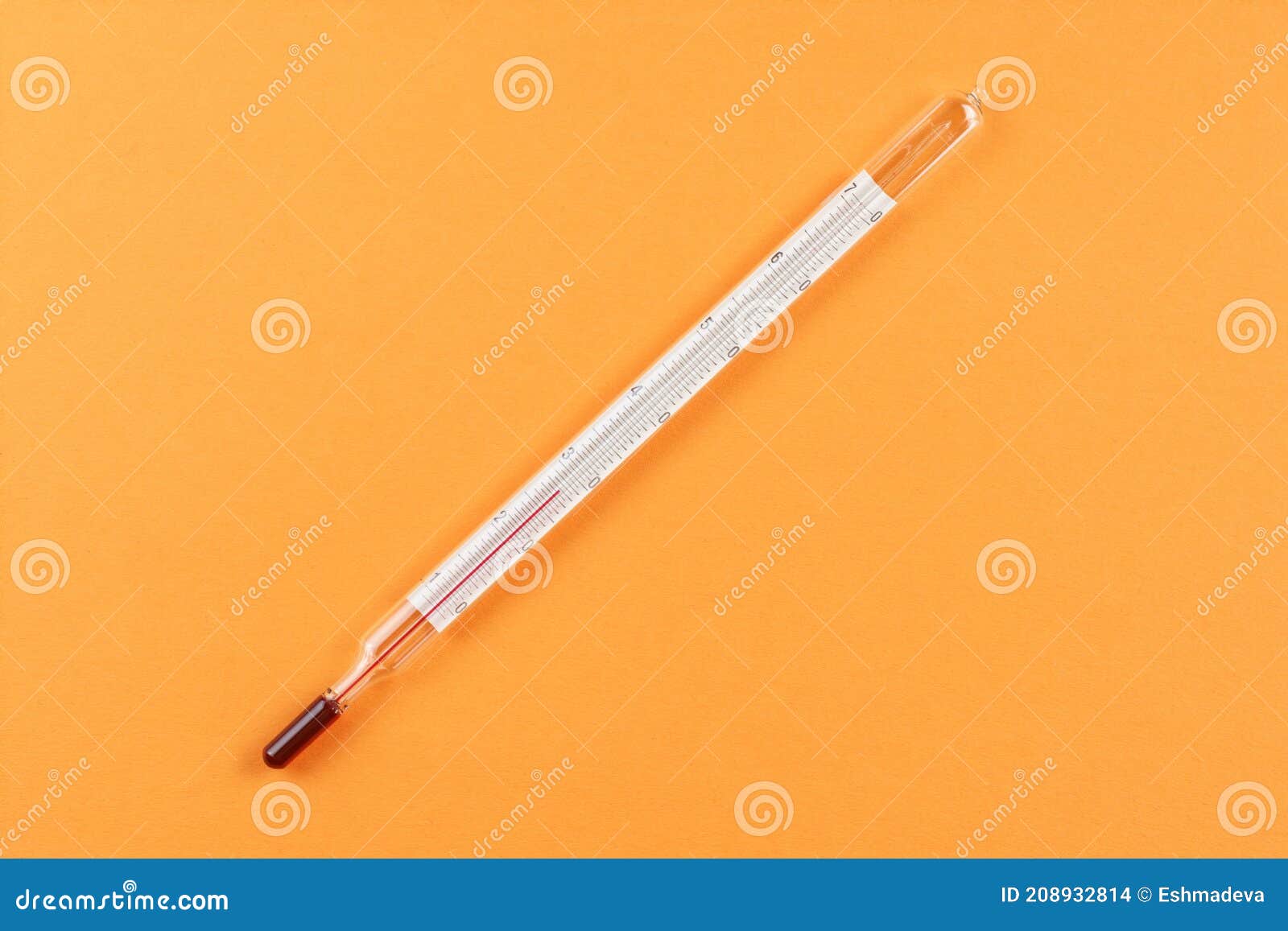 Vintage Glass Laboratory Thermometer on Orange Background Stock Photo ...