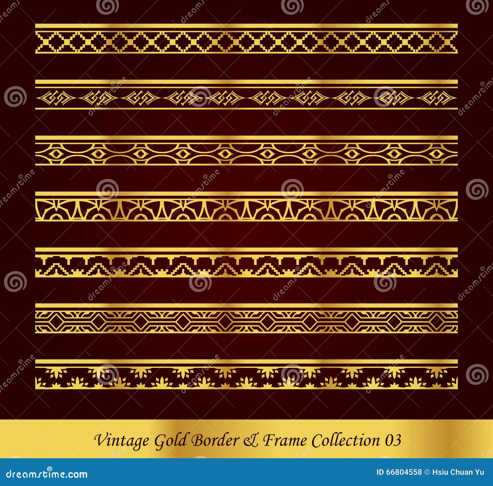 Vintage Gold Border Frame Vector Collection 03 Stock Vector ...
