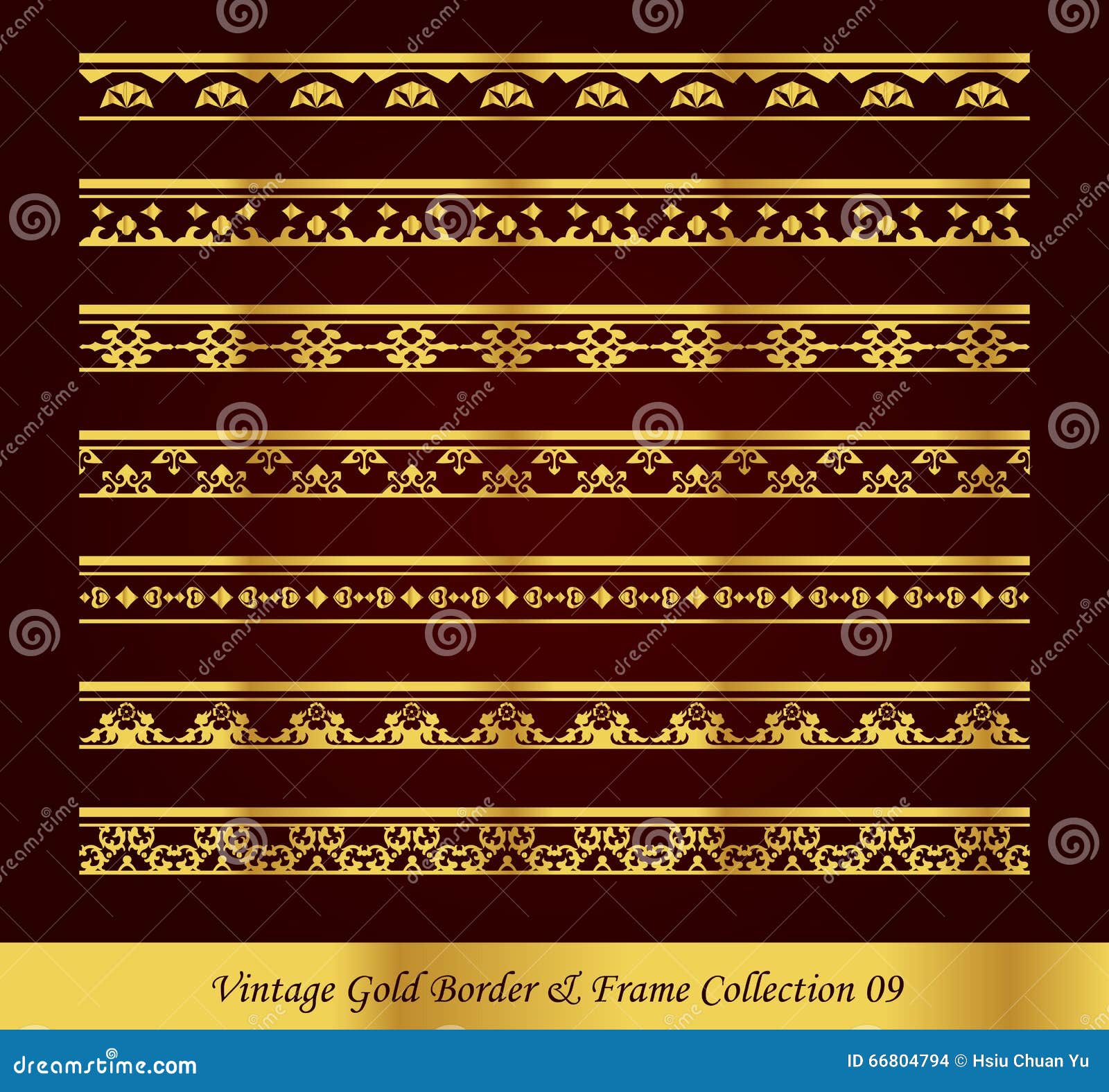 Vintage Gold Border Frame Vector Collection 09 Stock Vector ...