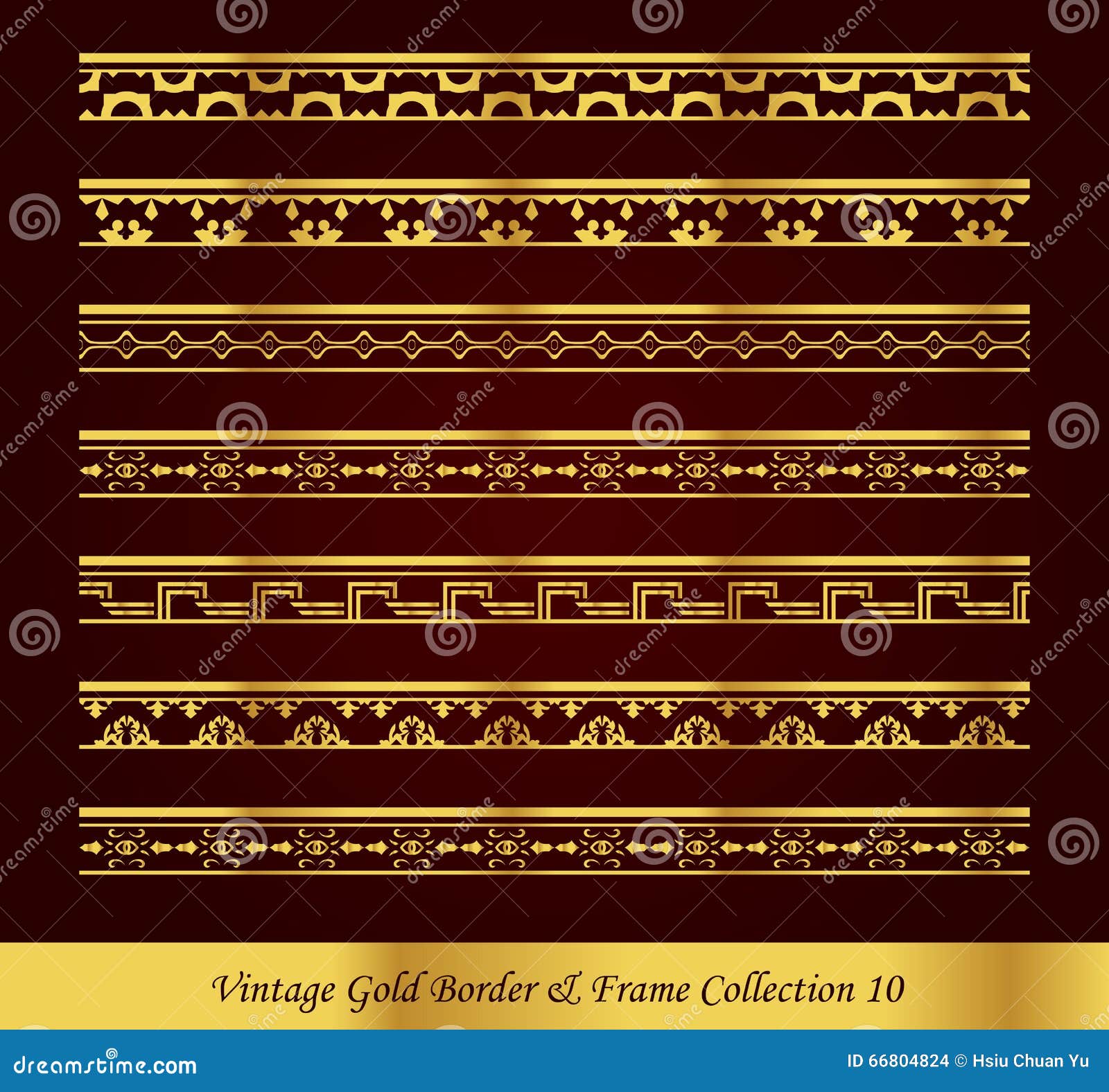 Vintage Gold Border Frame Vector Collection 10 Stock Vector ...