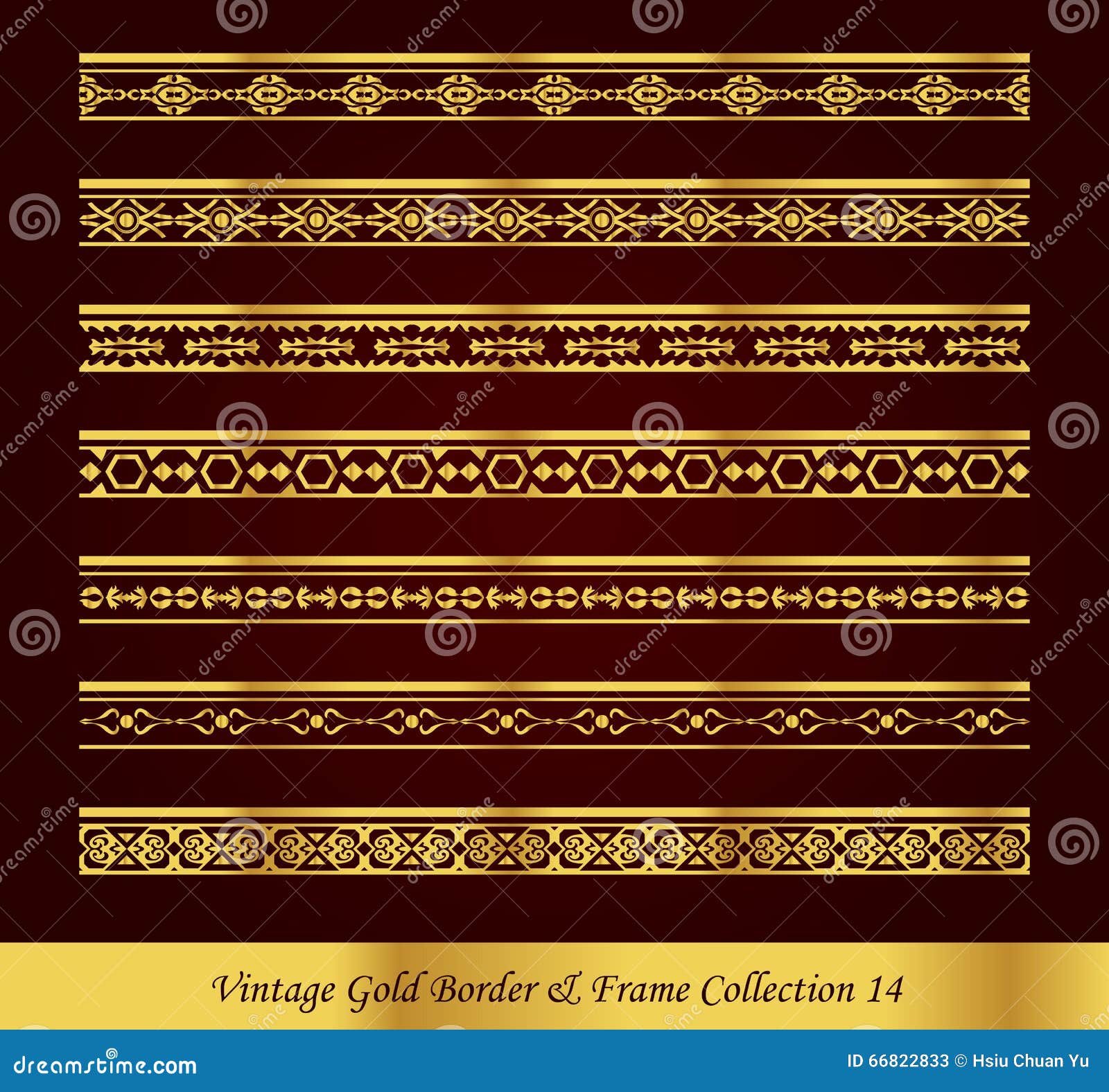 Vintage Gold Border Frame Vector Collection 14 Stock Vector ...