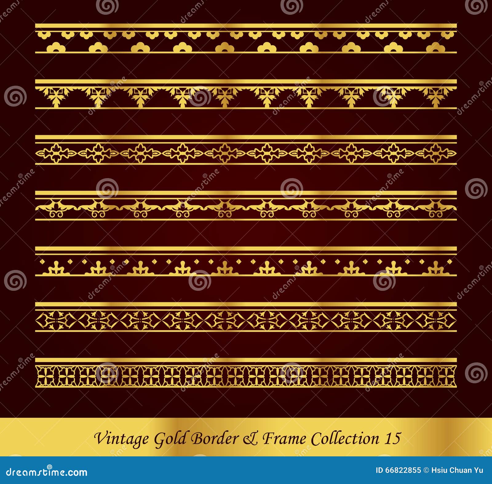 Vintage Gold Border Frame Vector Collection 15 Stock Vector ...