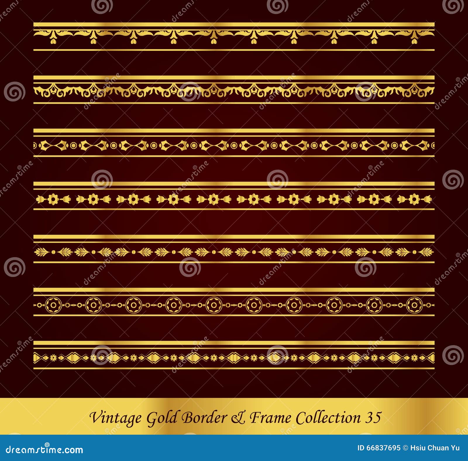 Vintage Gold Border Frame Vector Collection 35 Stock Vector ...