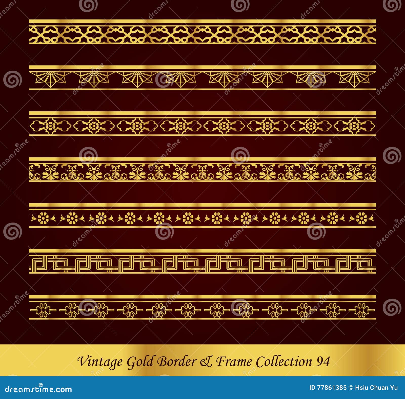 Vintage Gold Border Frame Vector Collection 94 Stock Vector ...