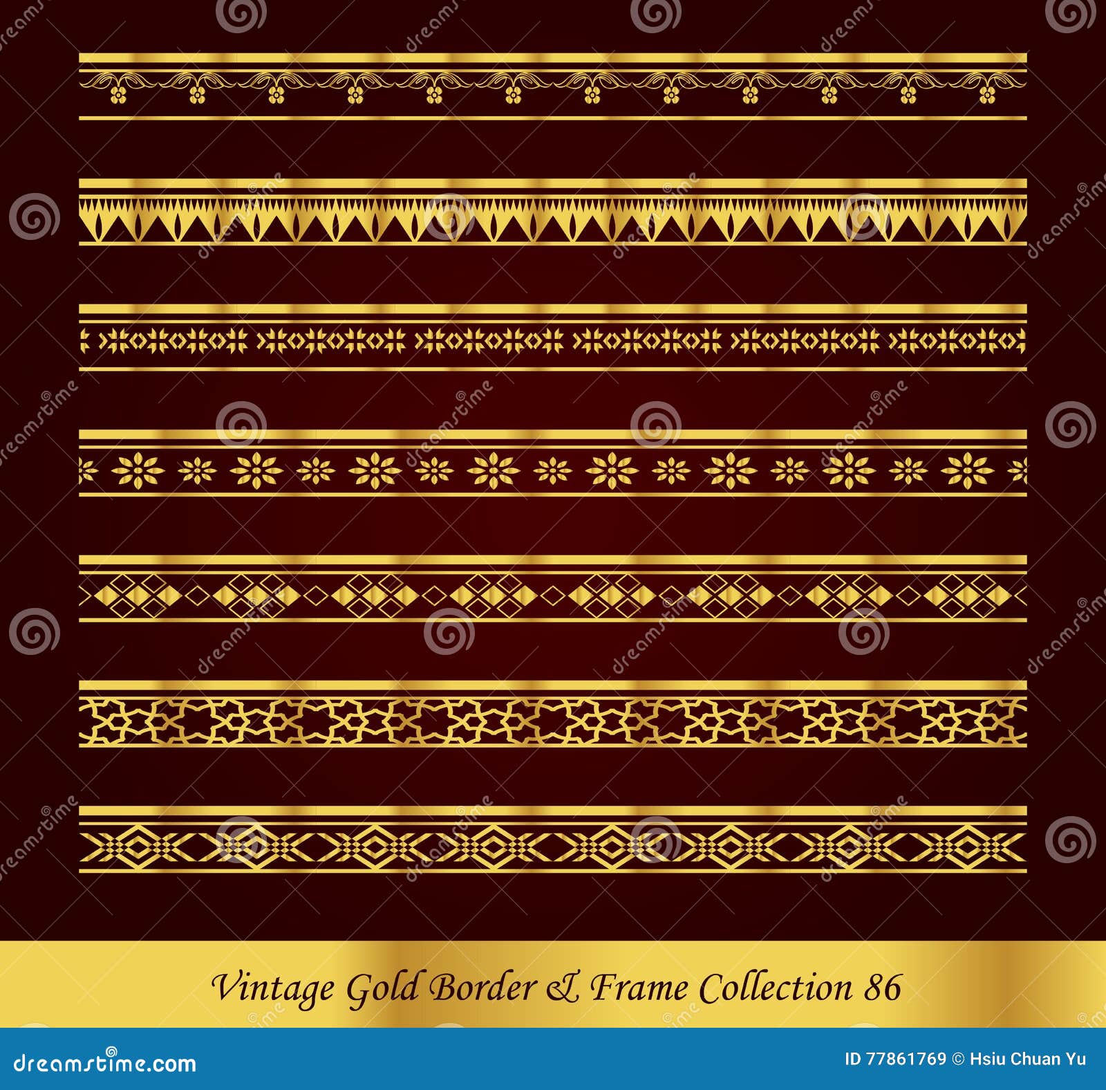 Vintage Gold Border Frame Vector Collection 86 Stock Vector ...