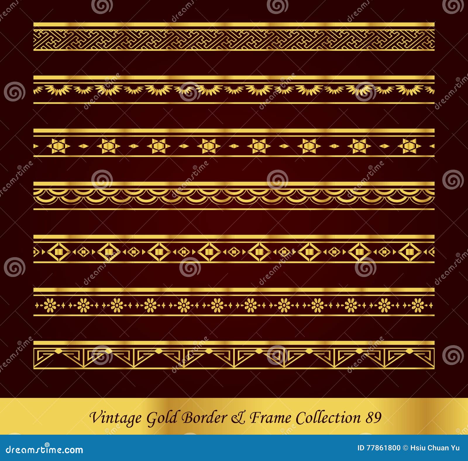 Vintage Gold Border Frame Vector Collection 89 Stock Vector ...