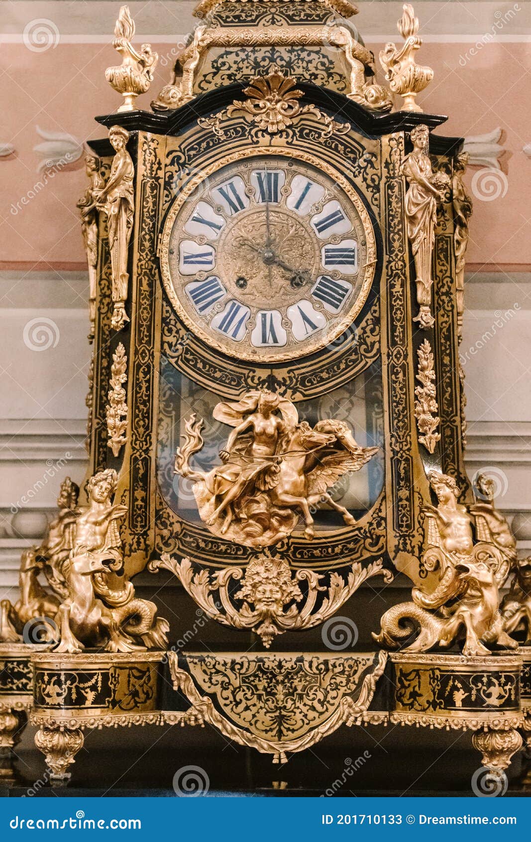 Vintage Gold Clock in the Castle Stock Image - Image of conceptual ...