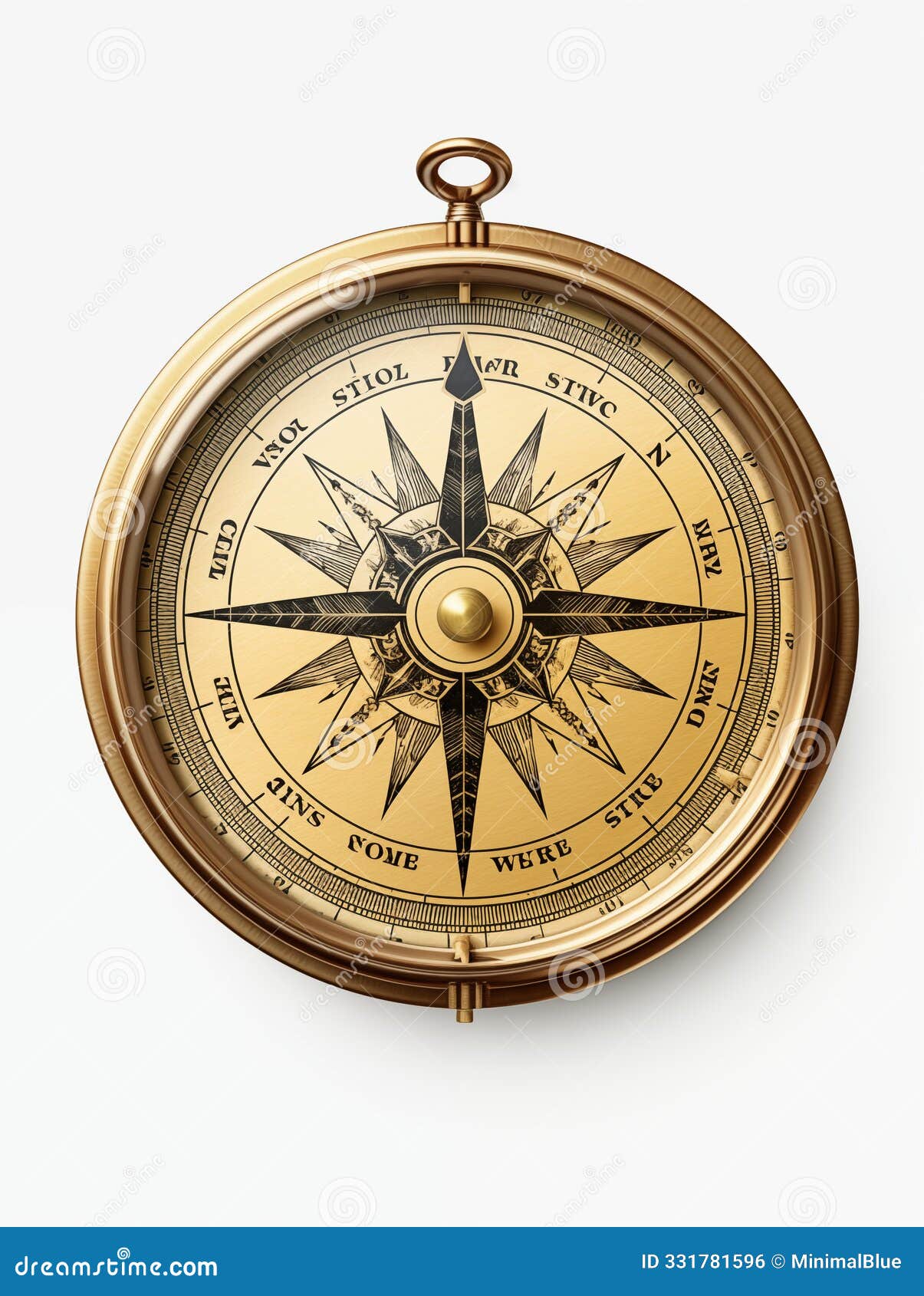 Vintage Gold Compass on White Background Stock Illustration ...