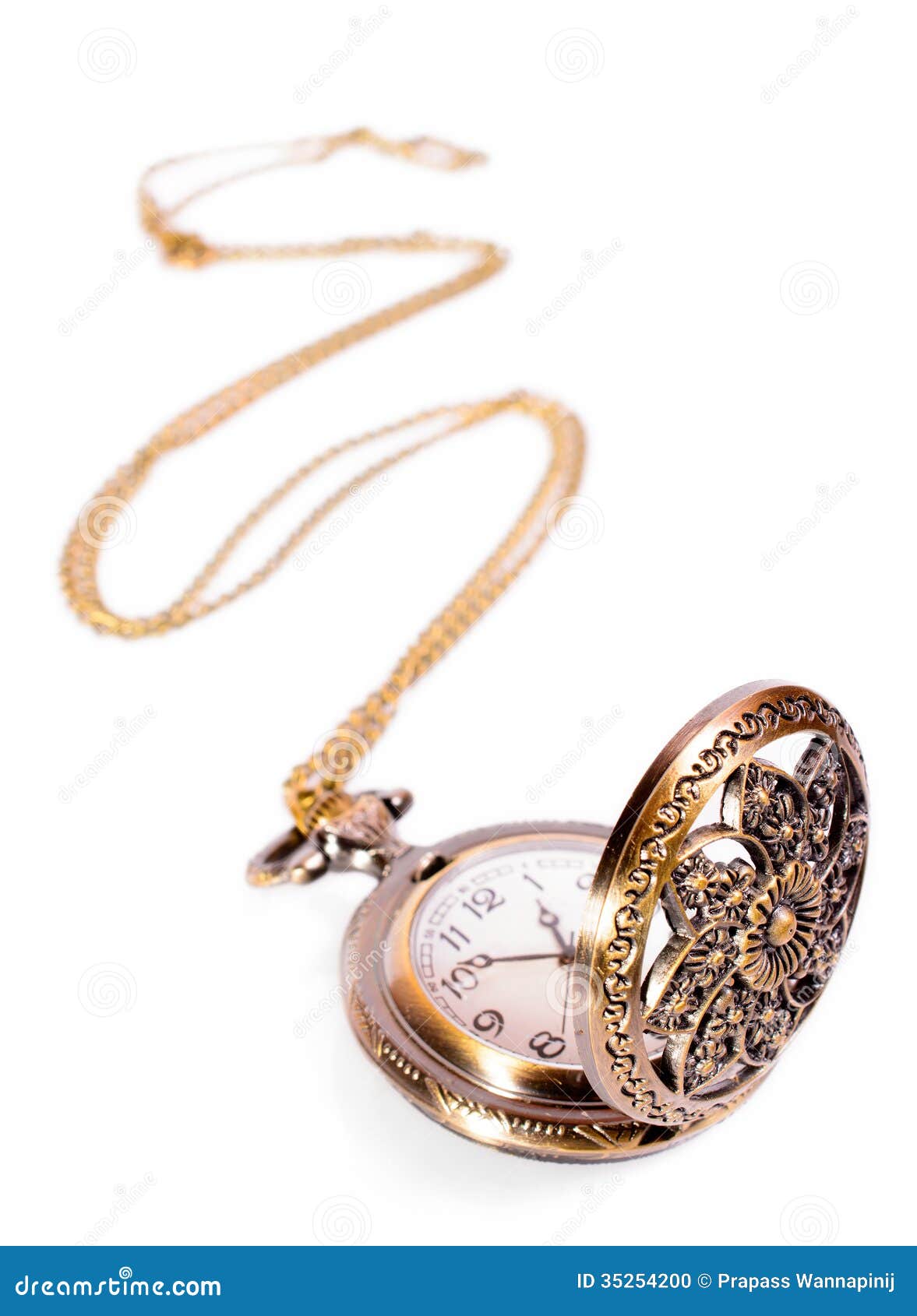 Vintage Gold Copper Pocket Watch Stock Photo - Image of isolated ...