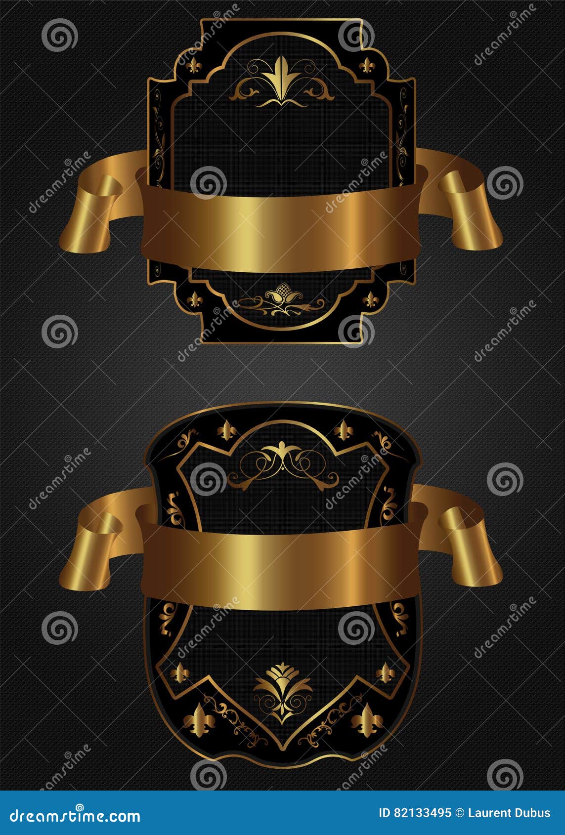 Vintage gold frame ribbon stock illustration. Illustration of fashioned ...