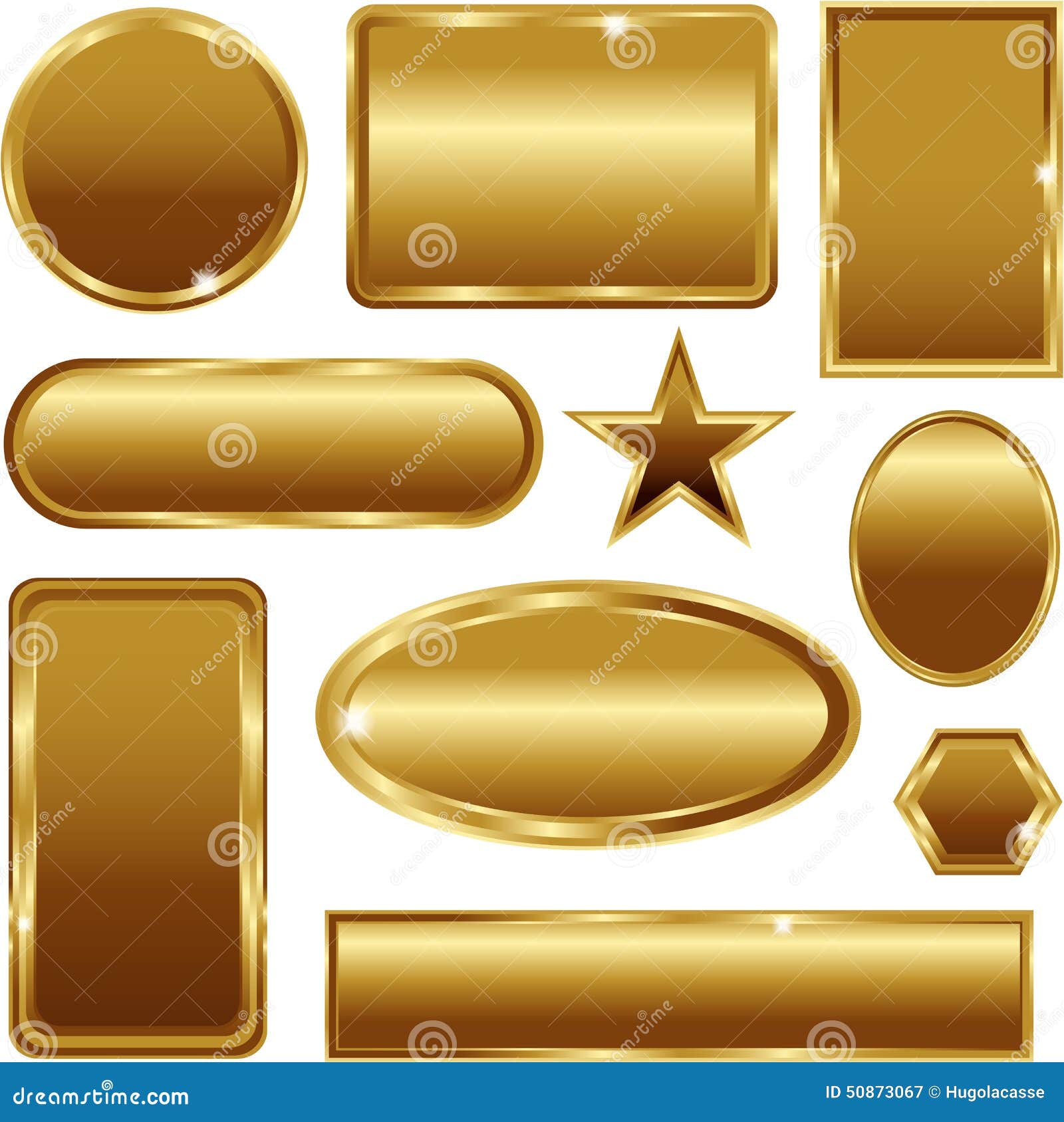 Gold Frame Vector Realistic Golden Border On Transparent Background ...