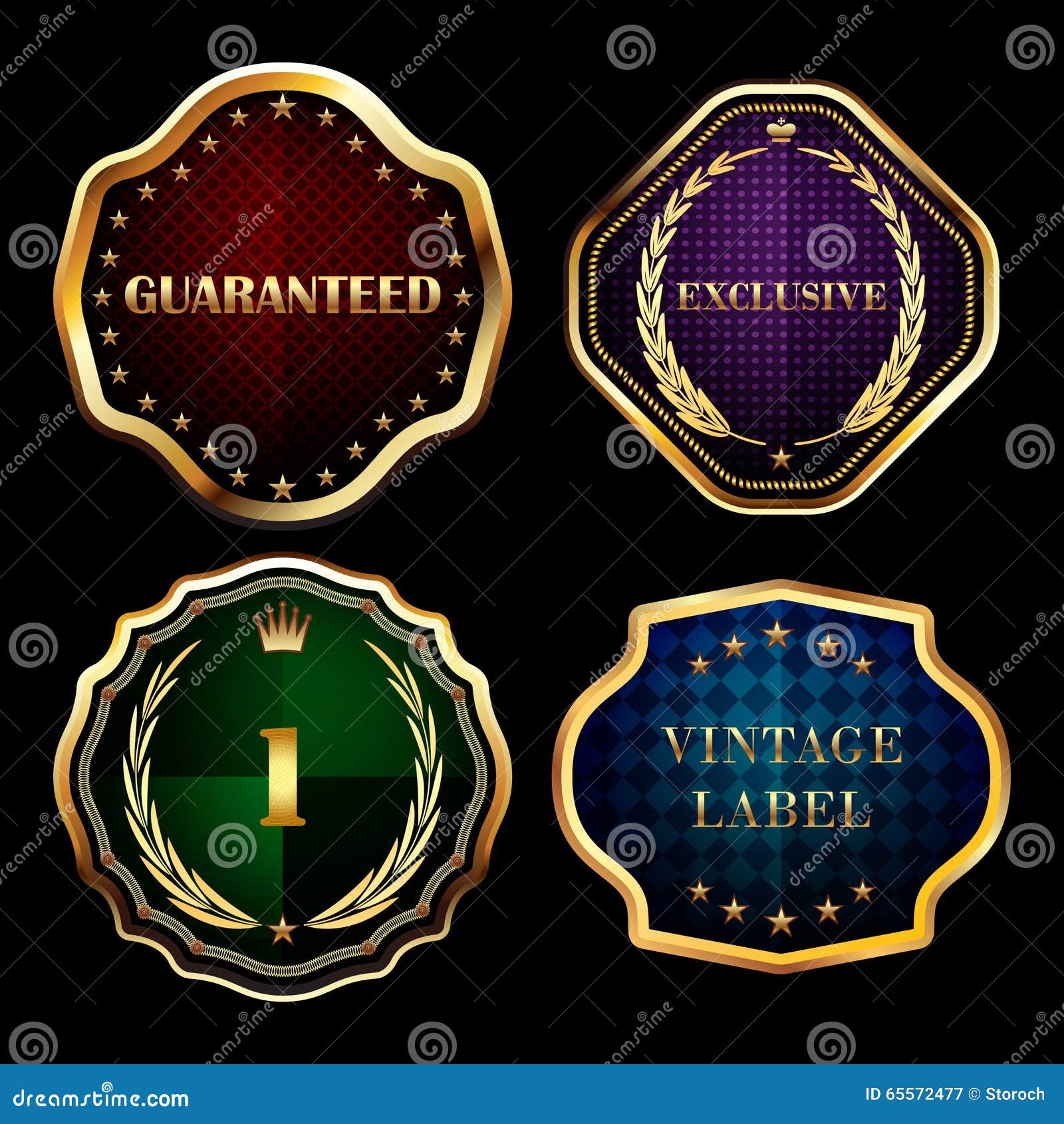 Vintage Gold Frames Labels Collection Design Elements. Stock Vector ...